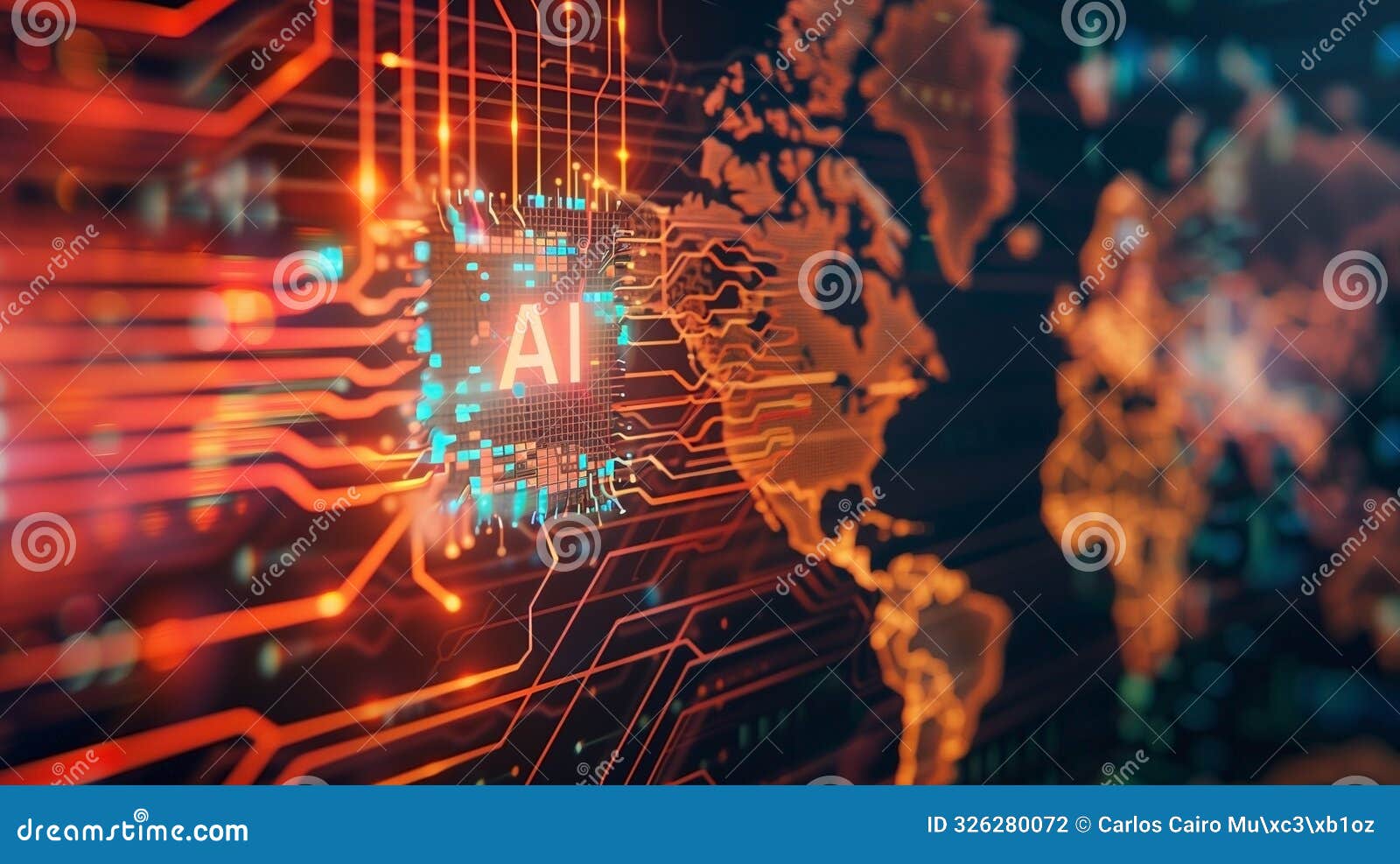 Global Artificial Intelligence Network Concept Stock Illustration ...