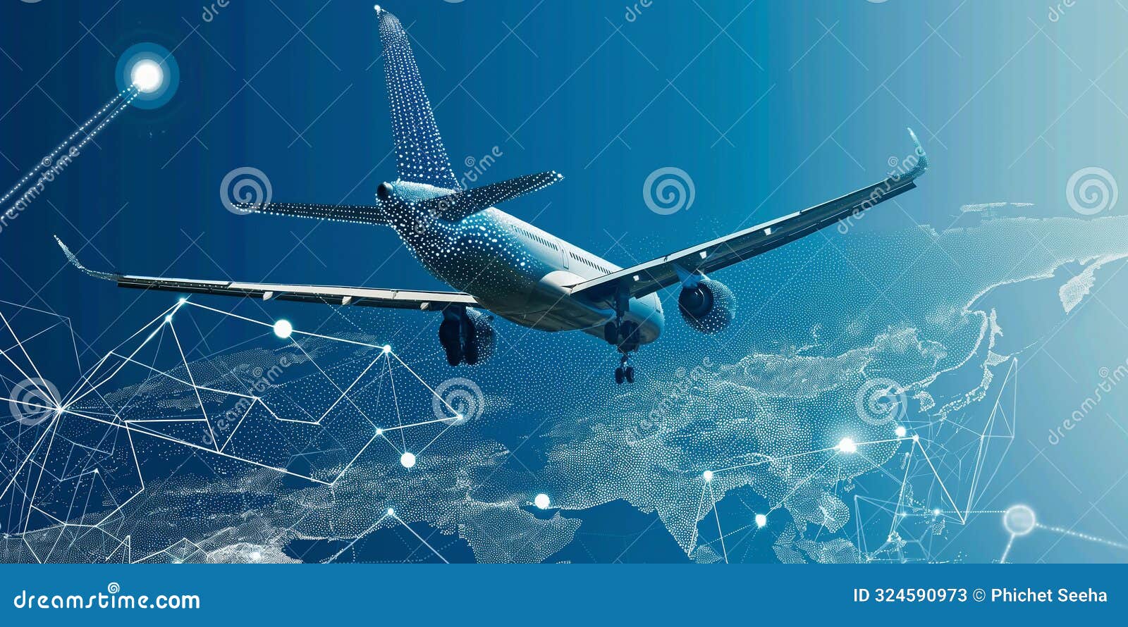 Global Aviation Connectivity: A High-Tech Airplane Navigating Through A ...