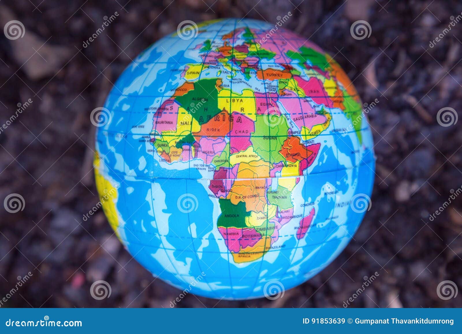 Global Ball Toy on Soil Background, Environment Concept. Stock Image ...