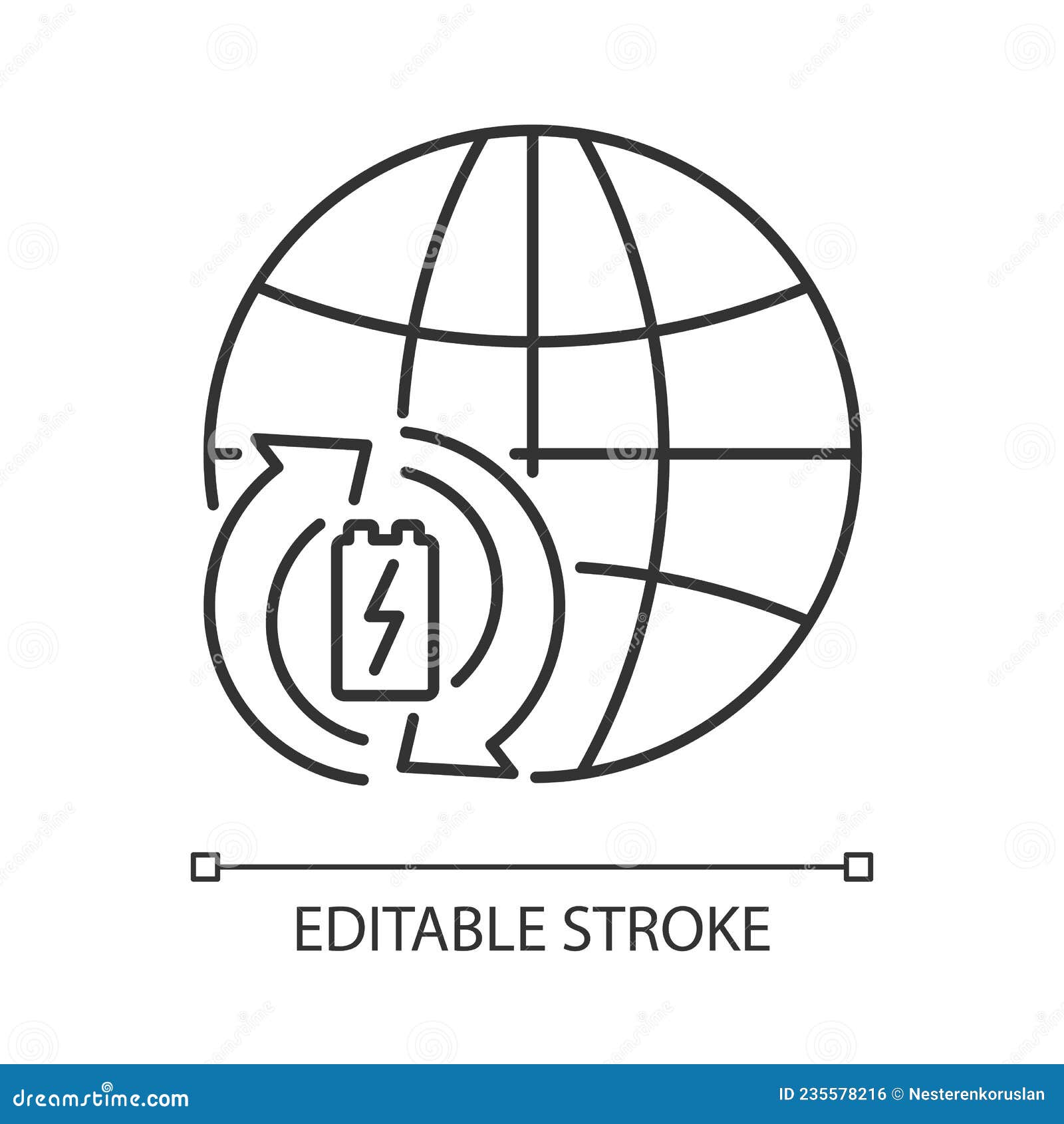 Global Battery Recycling Linear Icon Stock Vector - Illustration of ...