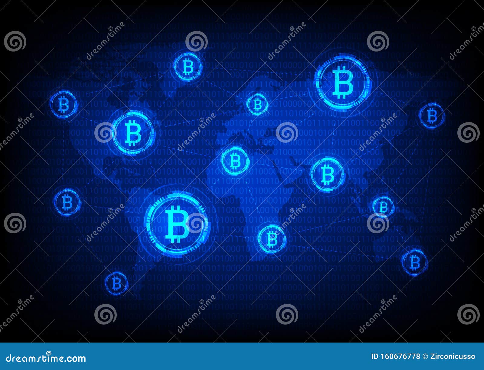 Global bitcoin stock illustration. Illustration of holographic - 160676778