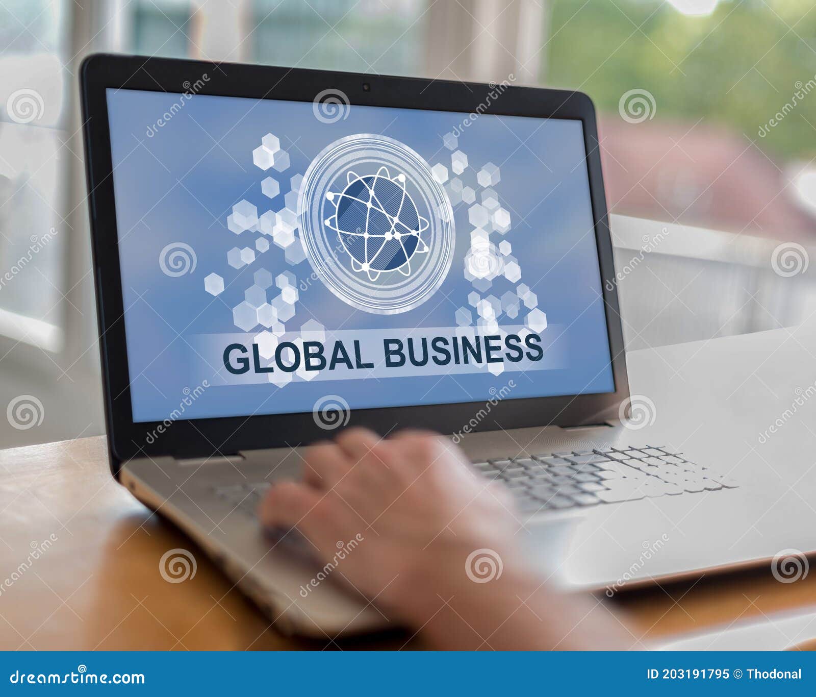 Global Business Concept on a Laptop Stock Image - Image of information ...