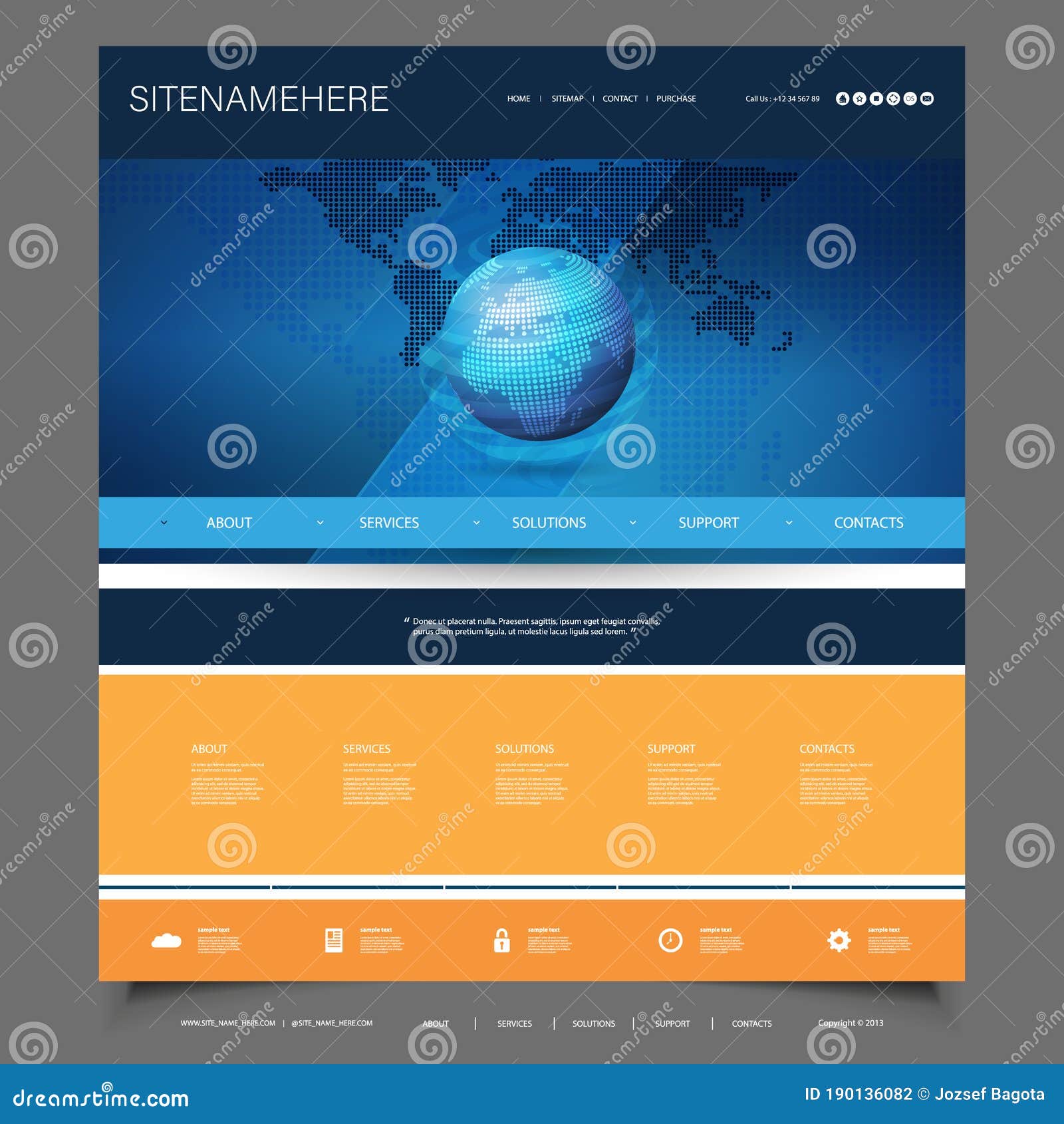 Global Business, Connection, Network - Website Template Design Stock ...