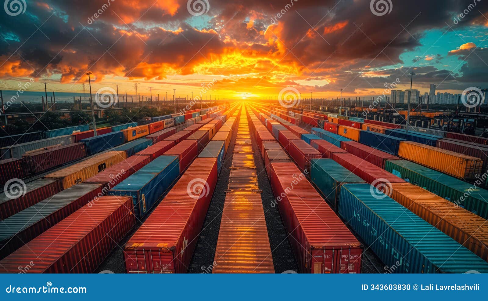 Global Business of Container Cargo Freight Train for Business Logistics ...