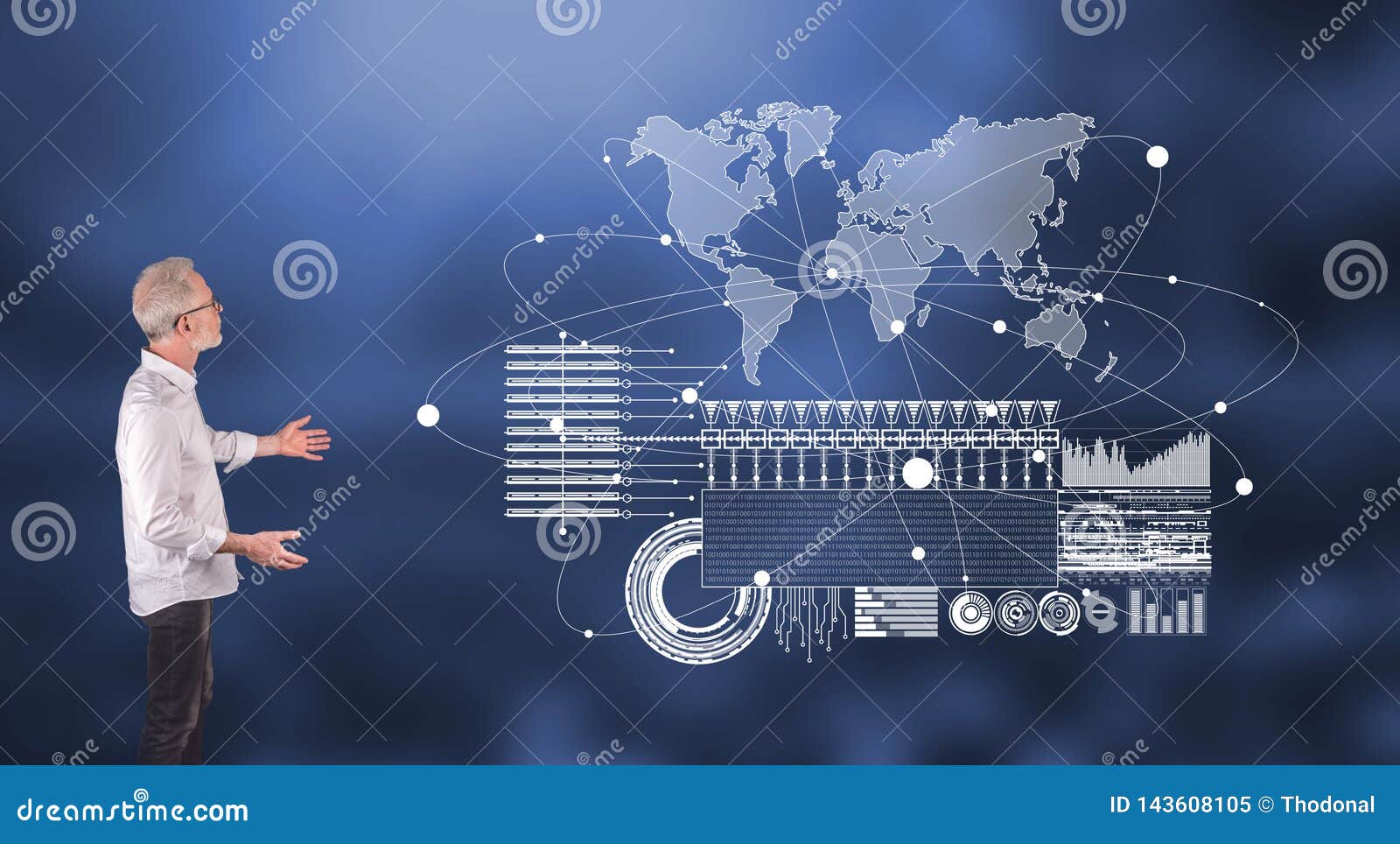 A Global Business Digital Interface Concept Explained by a Businessman ...