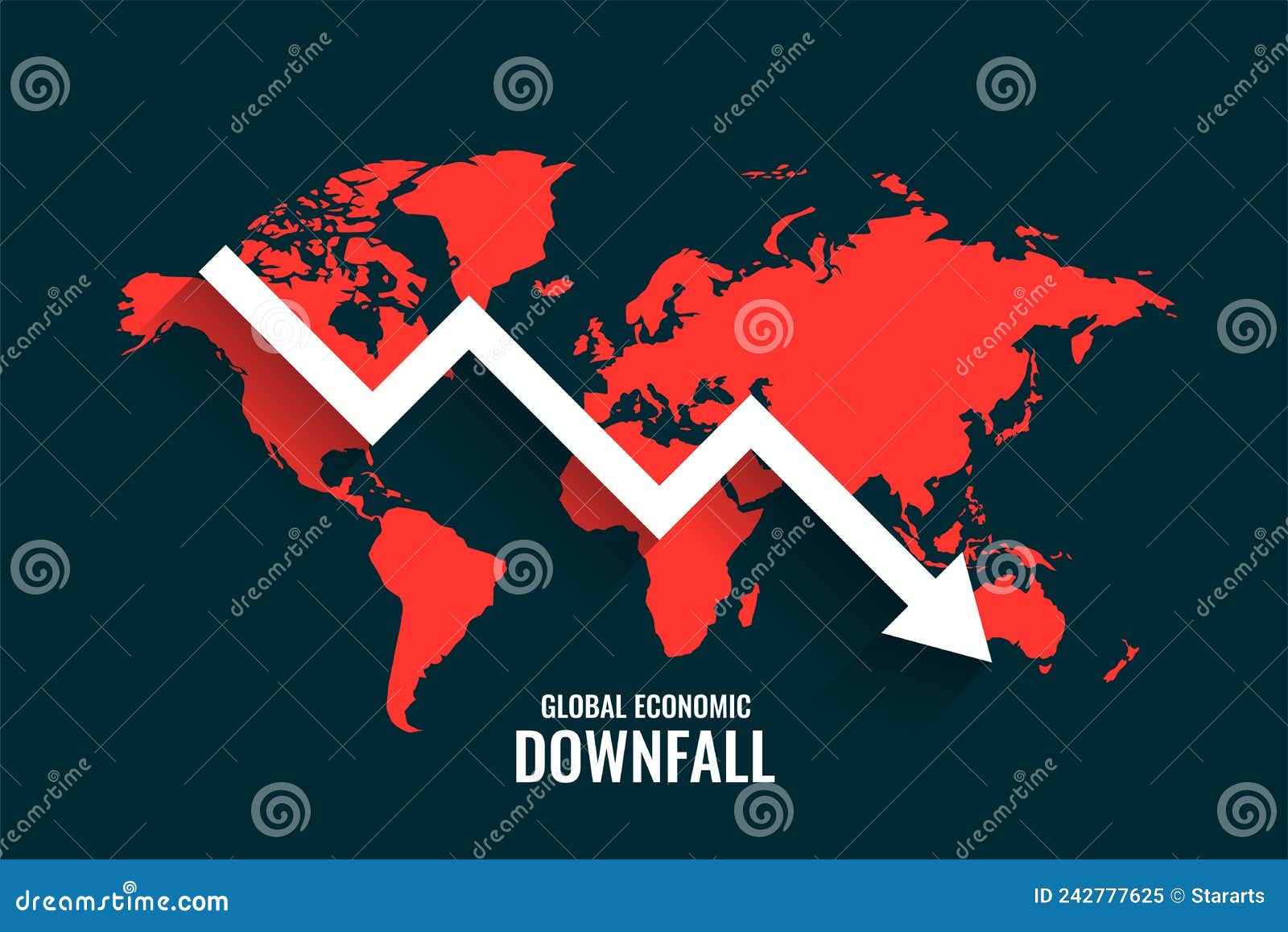 Business Downfall Arrow Showing Downward Trend Vector Illustration ...