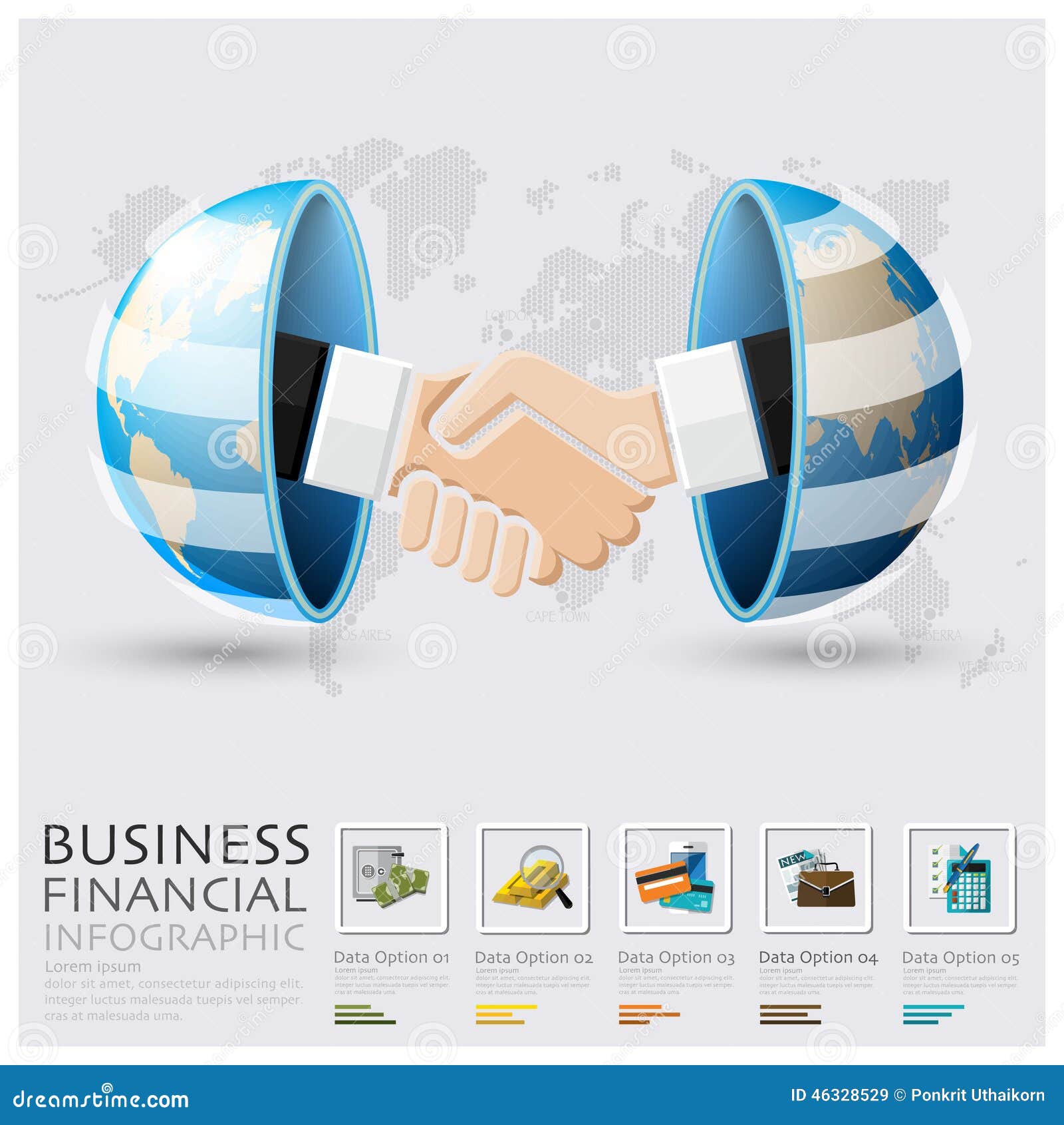 Global Business and Financial Handshake Infographic Stock Vector ...