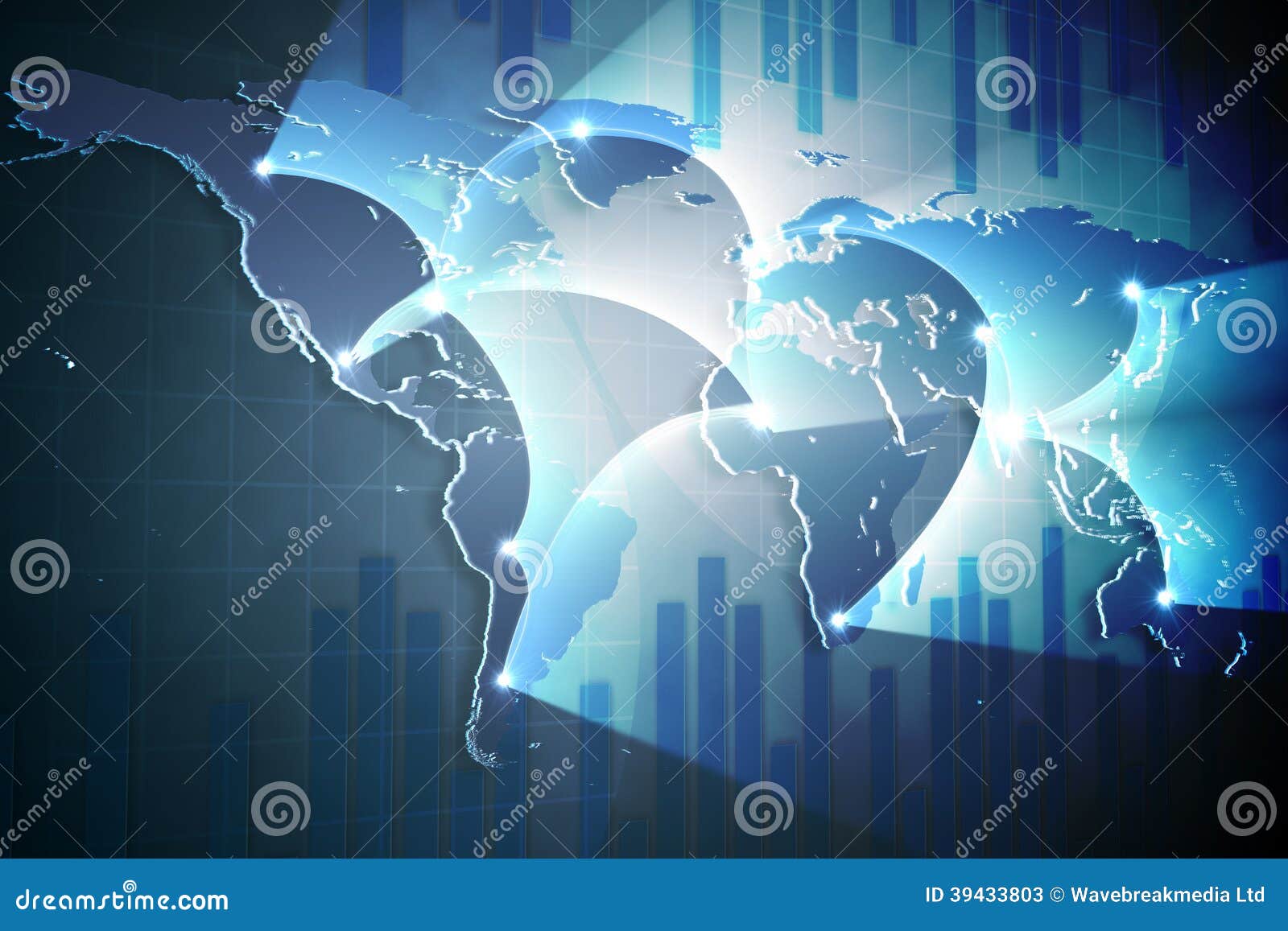 Global Business Graphic in Blue Stock Illustration - Illustration of ...
