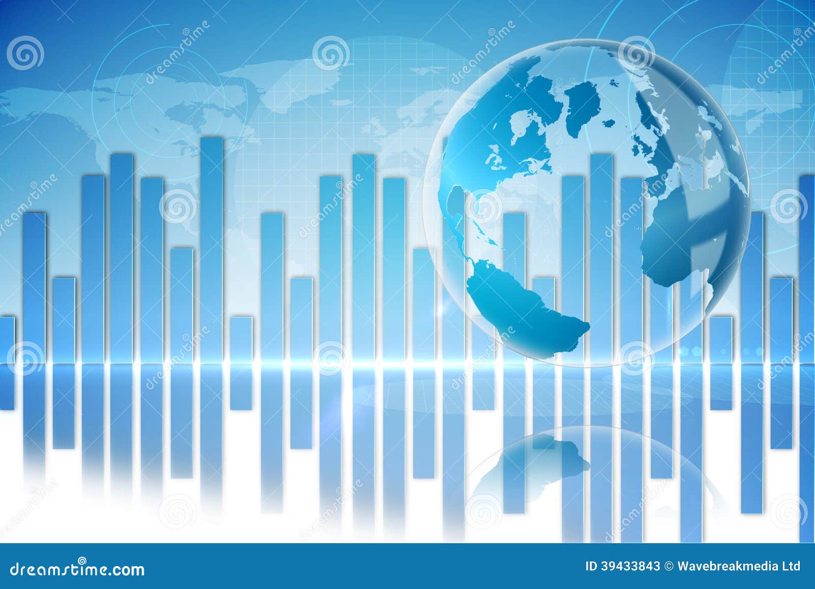 Global Business Graphic in Blue Stock Illustration - Illustration of ...