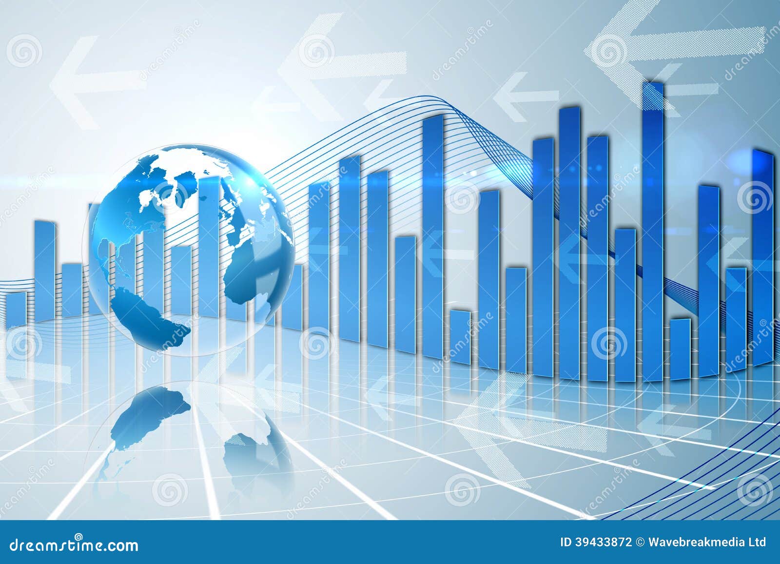 Global Business Graphic in Blue Stock Illustration - Illustration of ...