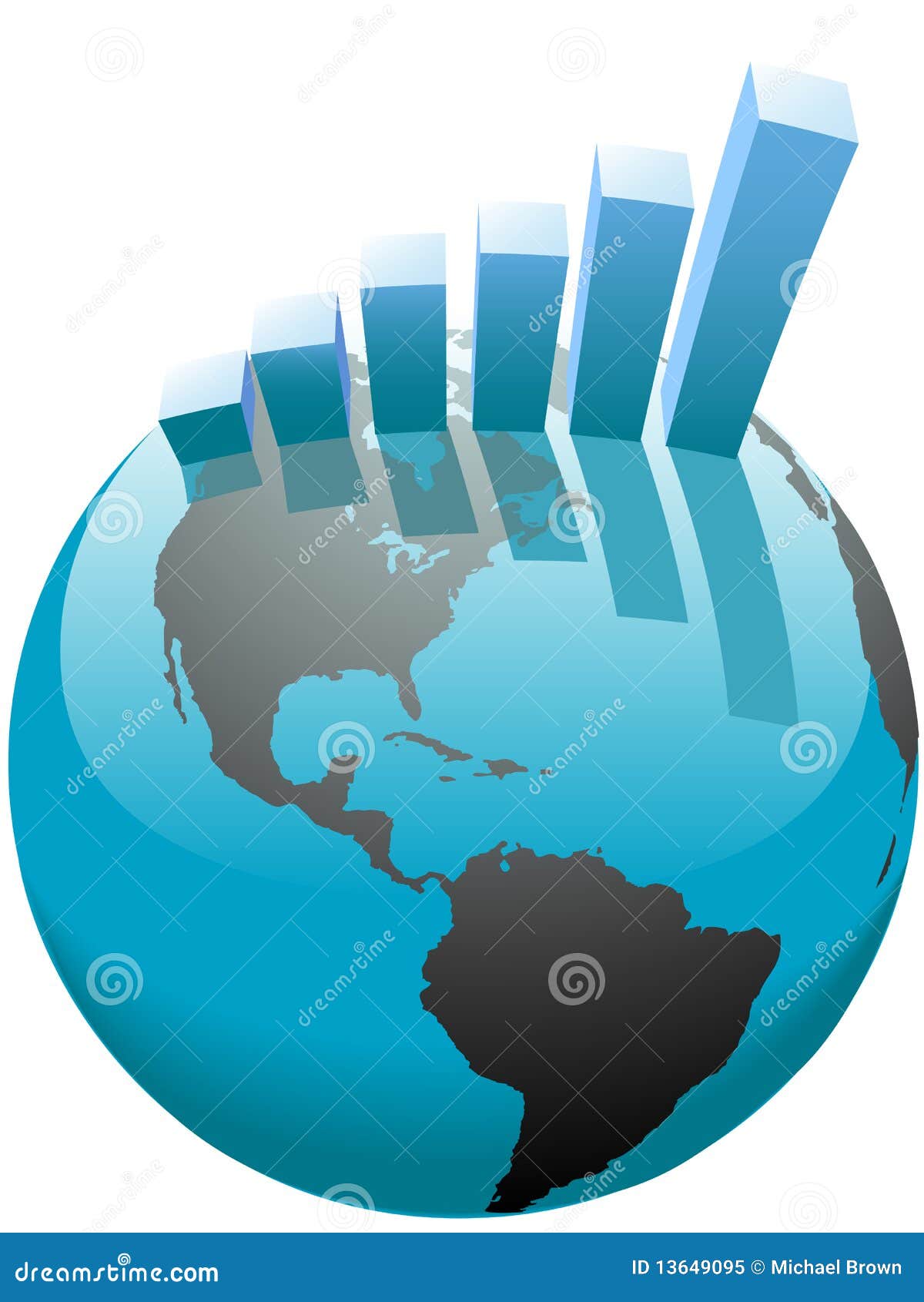 Global Business Growth Bar Graph on the World Stock Vector ...