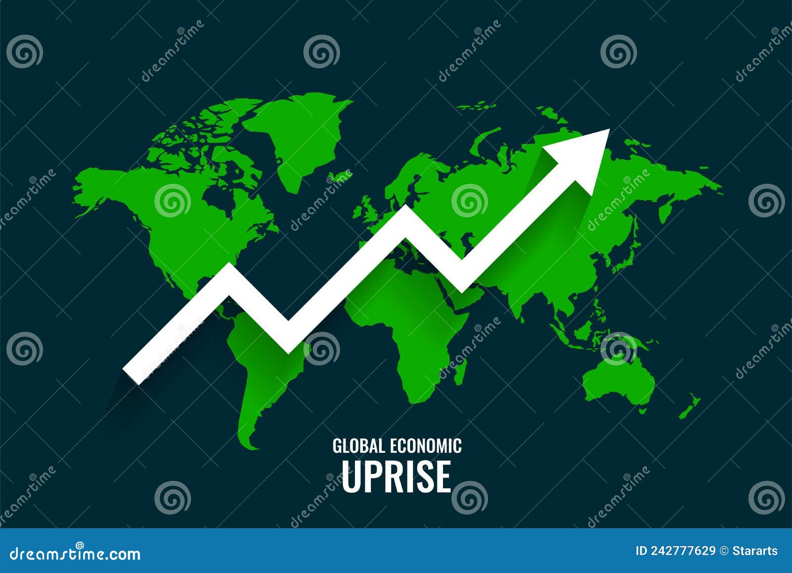 Global Business Growth with Upward Arrow and World Map Stock Vector ...