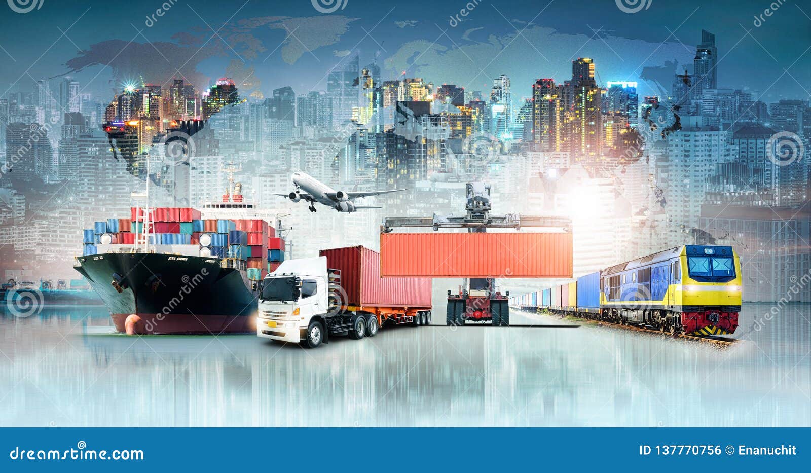 Global Business Logistics Import Export Background and Container Cargo ...