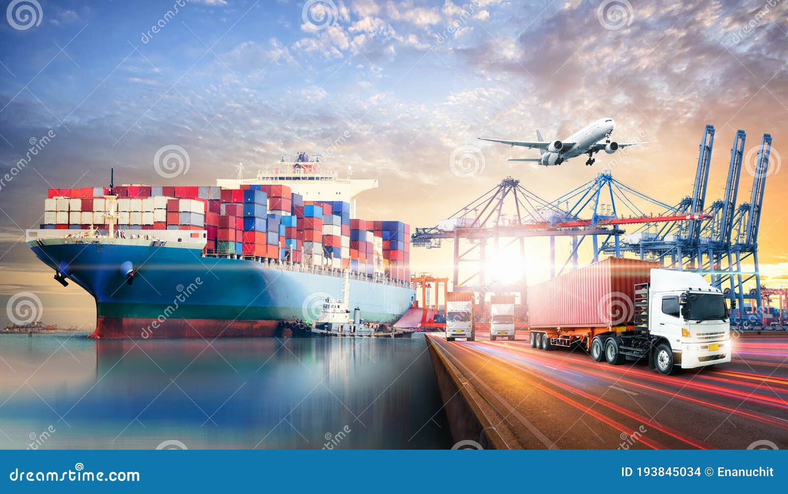 Global Business Logistics Import Export Background and Container Cargo ...