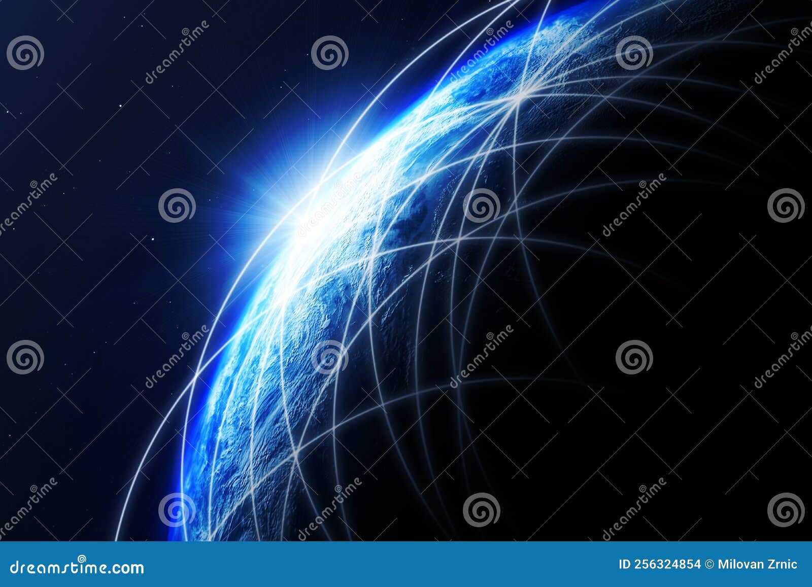 Global Business Network Connection Concept. Glowing Planet Earth ...