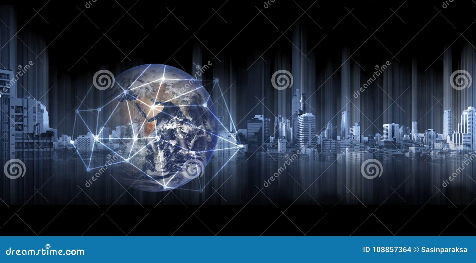 Global Business and Networking, Double Exposure Globe with Network ...