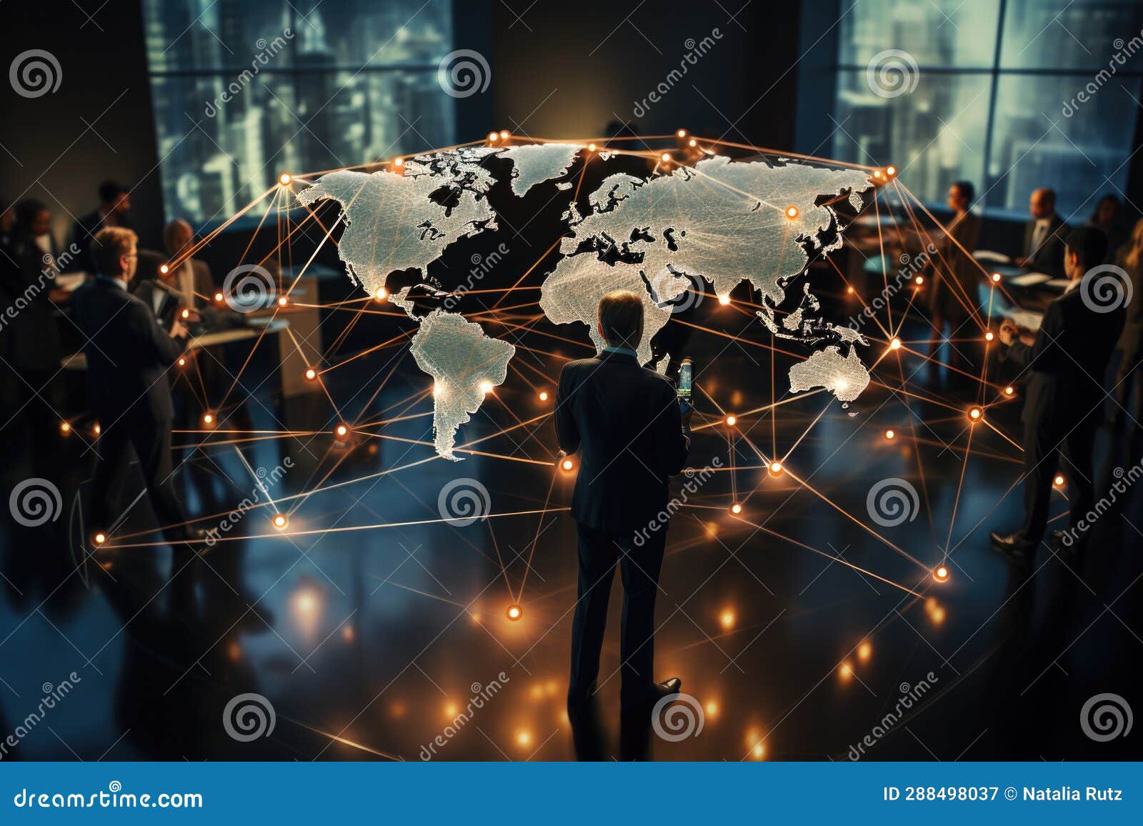 Global Business Networking Structure AI Generative Stock Illustration ...