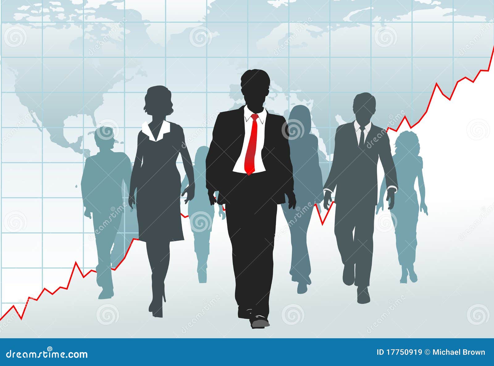 Global Business People Team Walk Chart World Map Stock Vector ...
