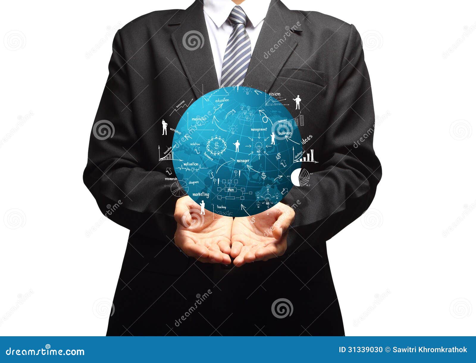 Global Business Plan in Hand of Businessman Stock Illustration ...