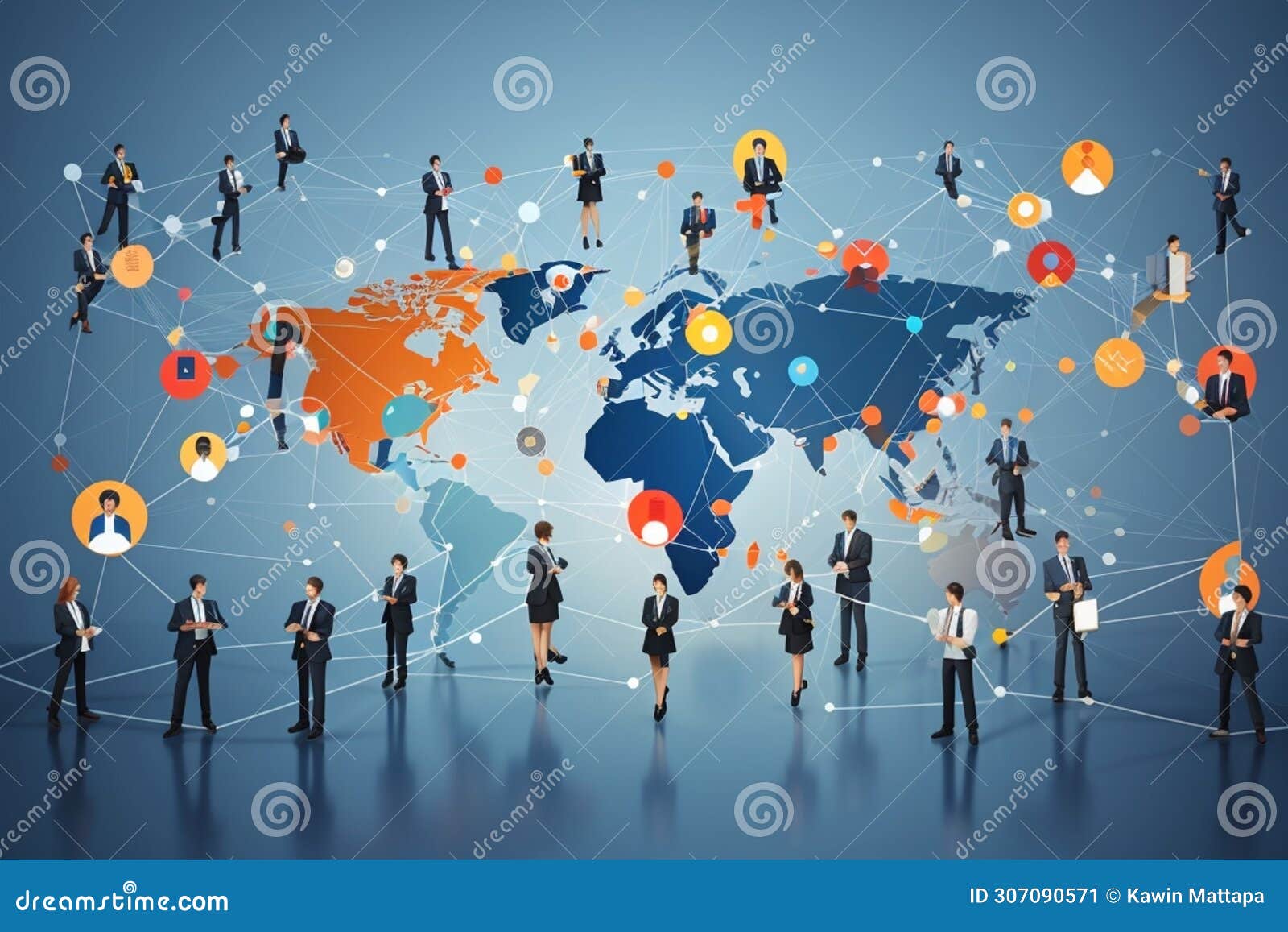 Global Business Structure of Networking Background Stock Illustration ...