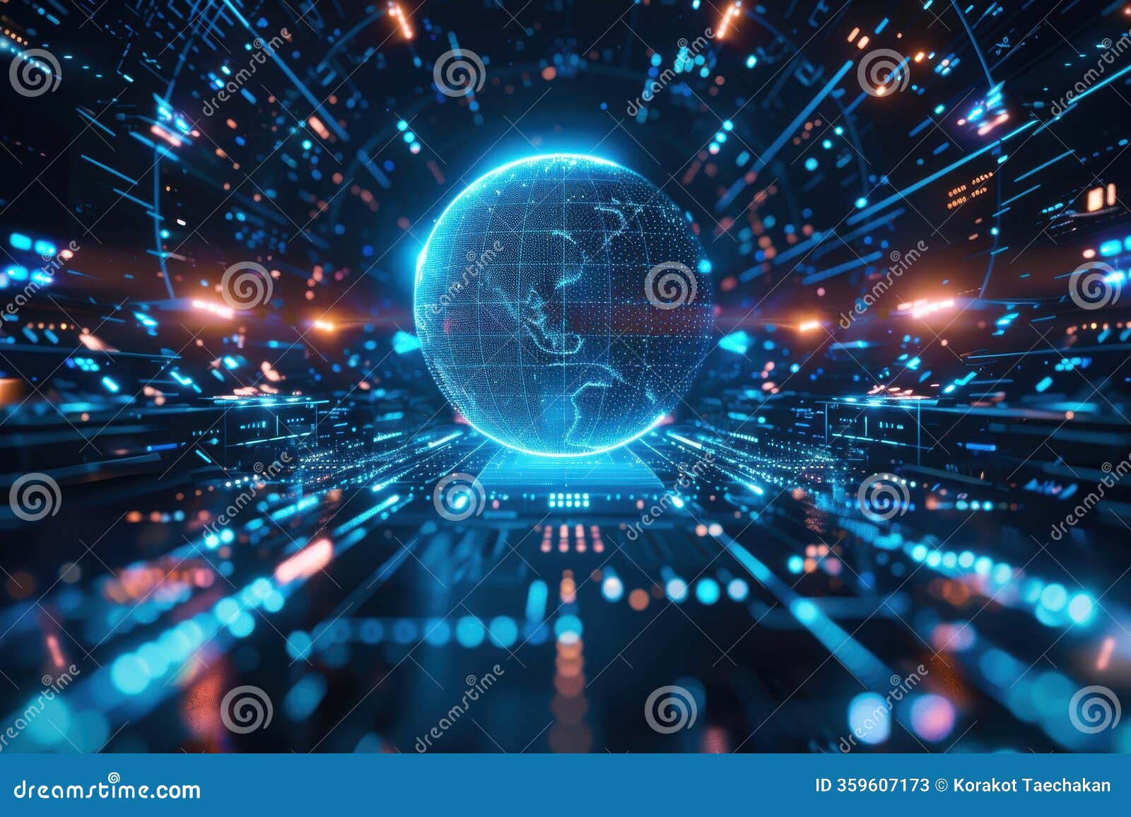 Global Business Structure of Networking. Futuristic Technology ...