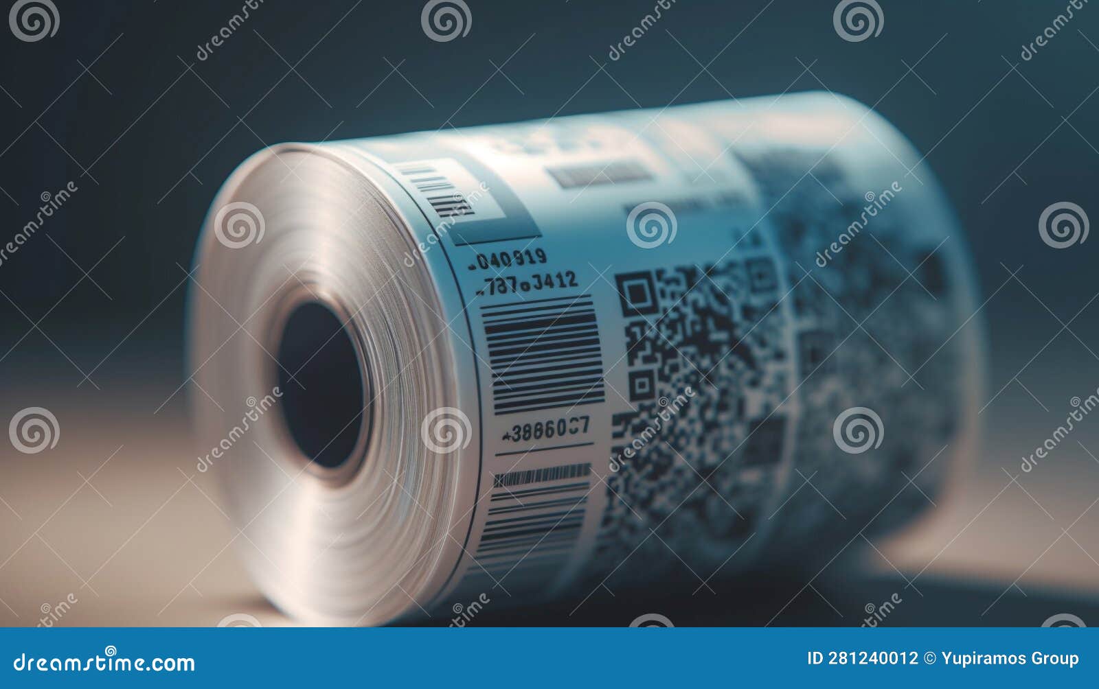 Global Business Success Newspaper Document with Blue Bar Code Symbol ...