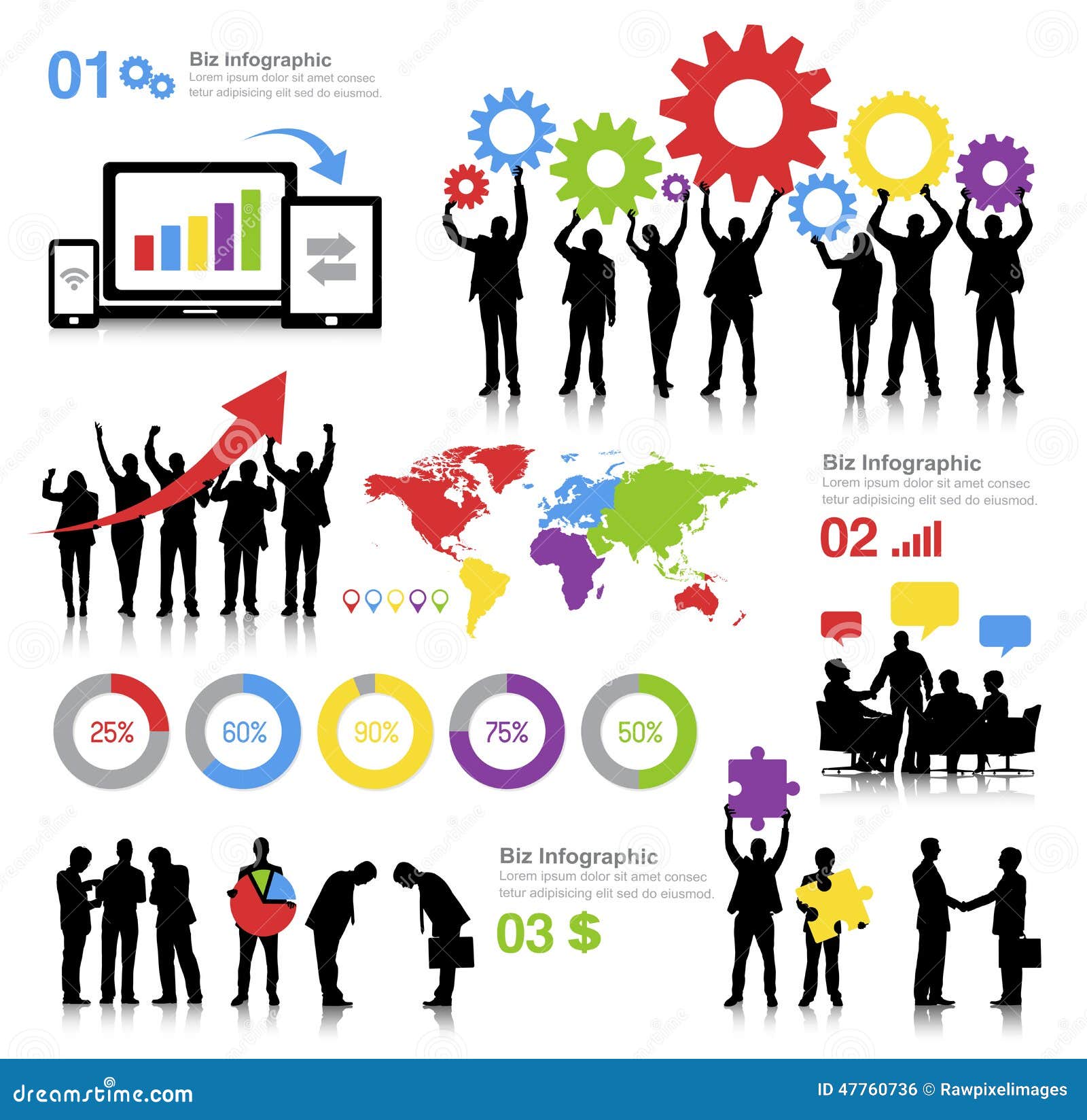 Global Business Themed Illustration with Infographics Stock ...