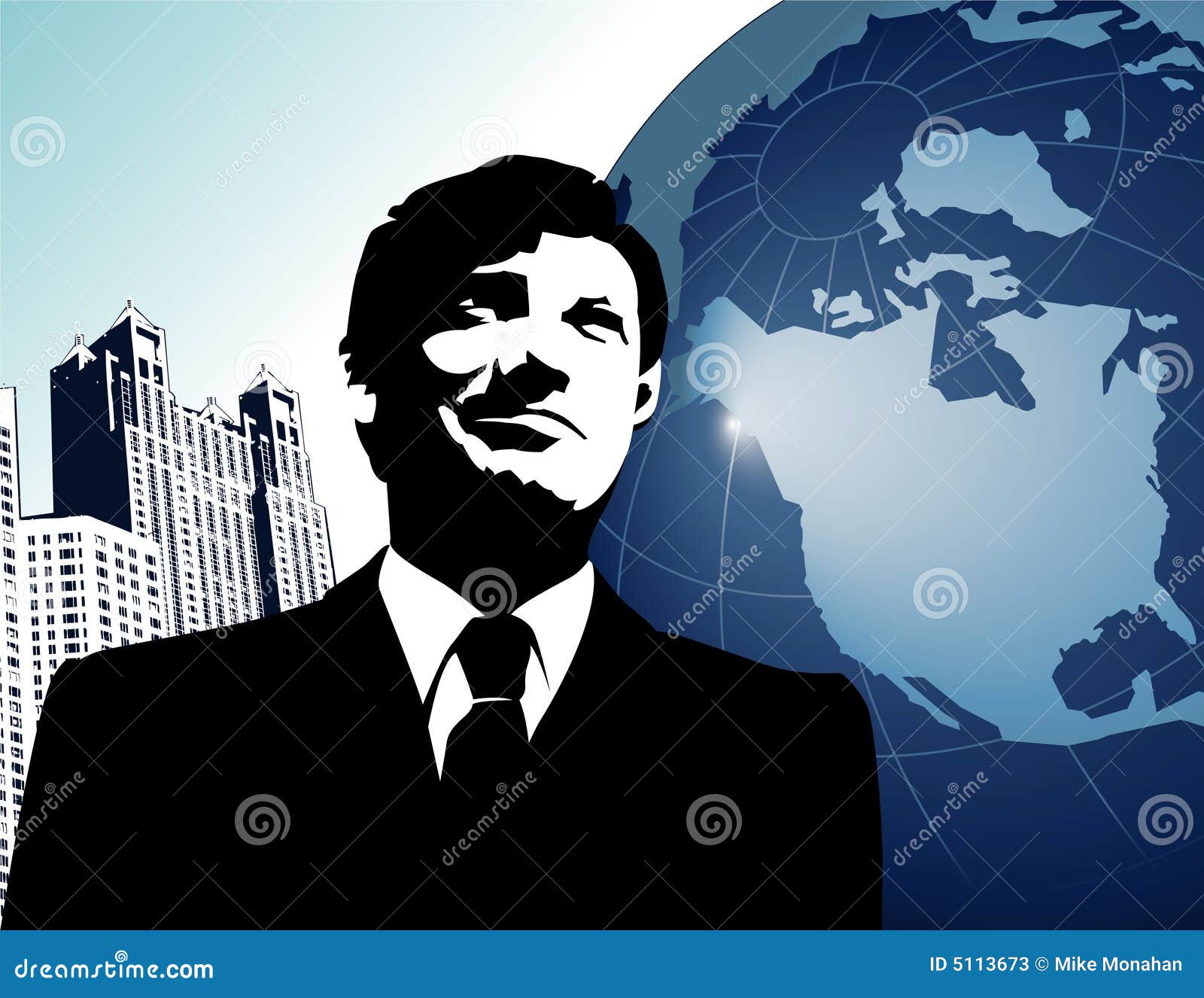 Global businessman stock vector. Illustration of buildings - 5113673