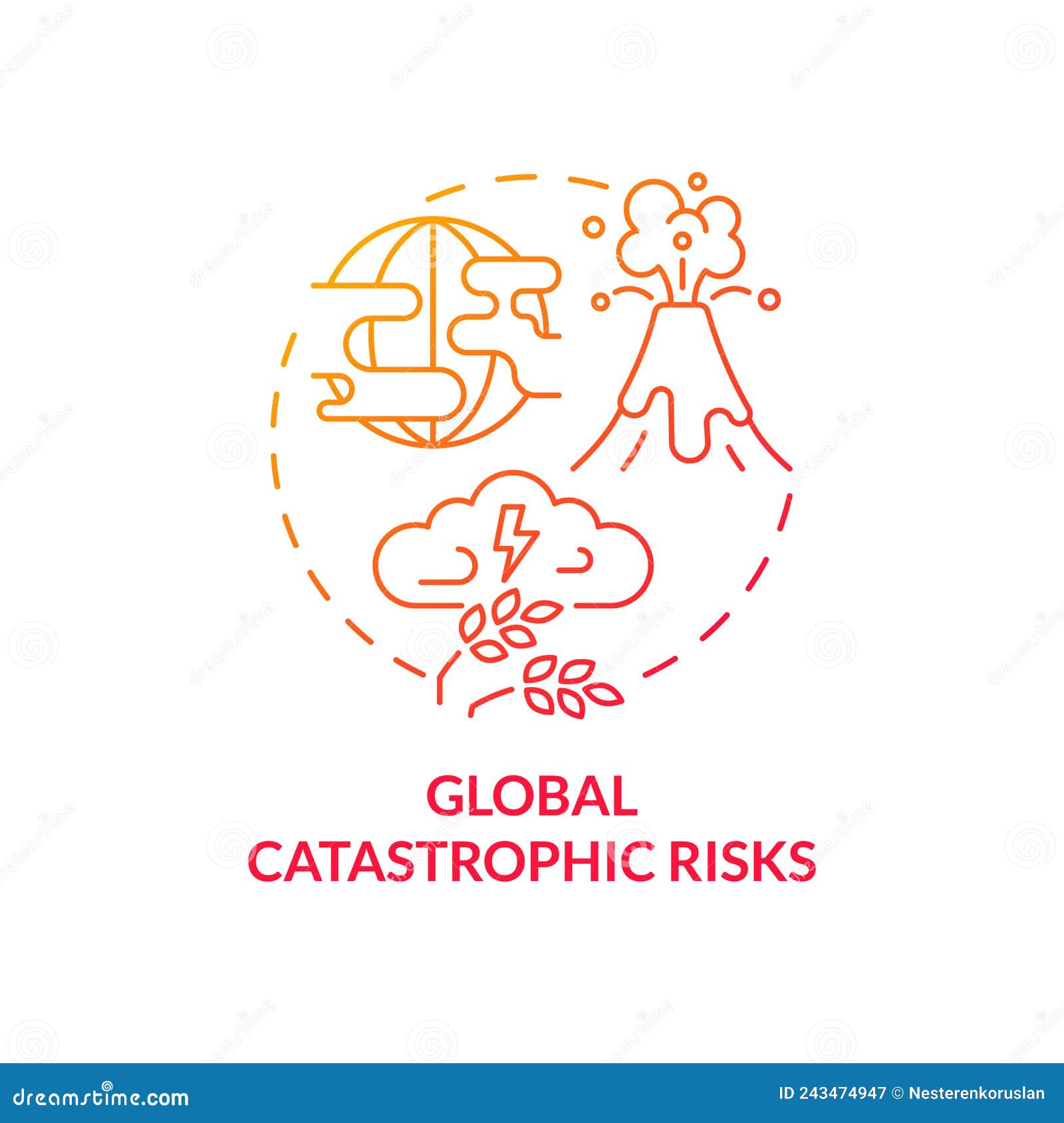 Global Catastrophic Risks Red Concept Icon Vector Illustration ...