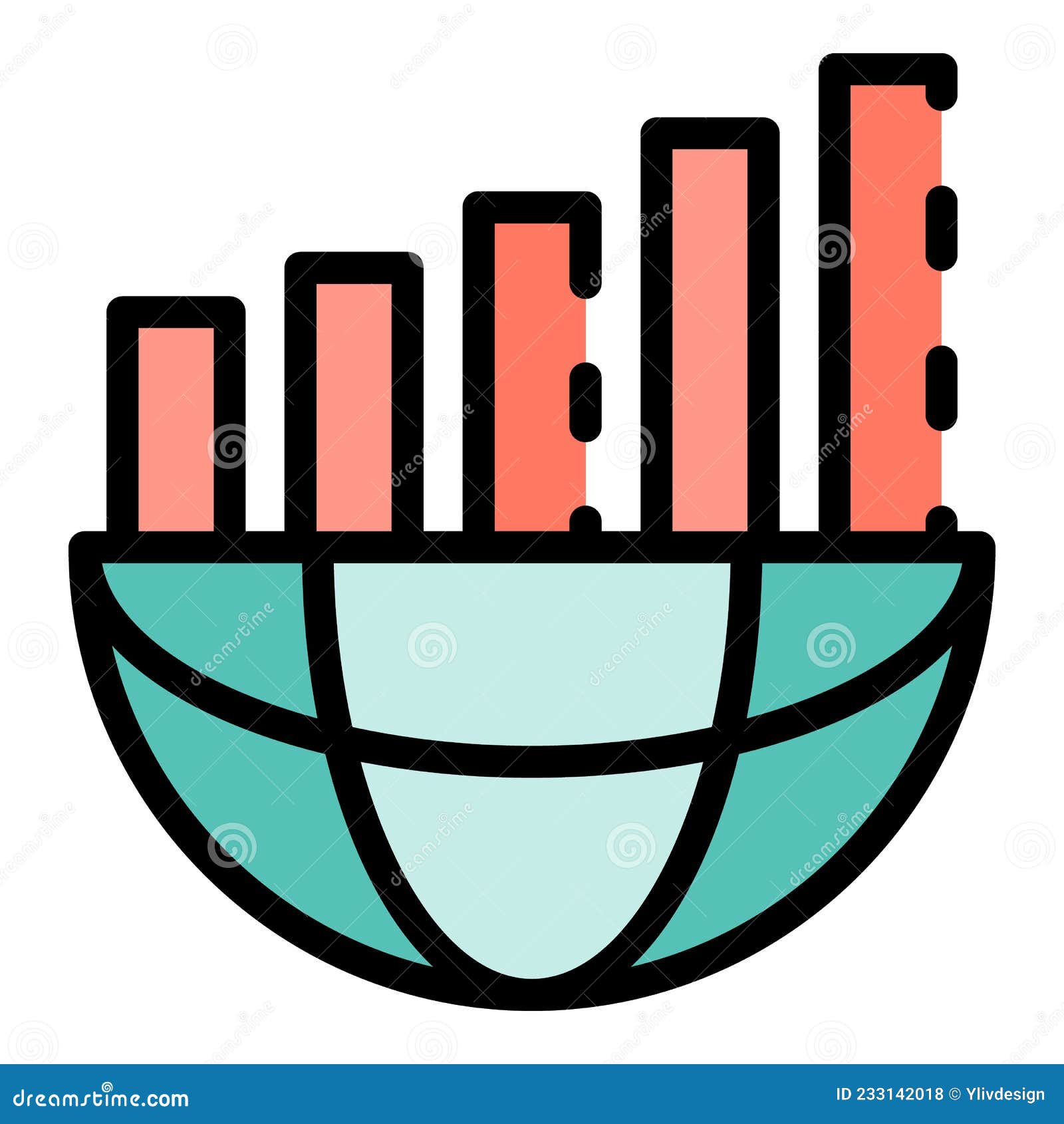 3D Chart With Bars Declining Icon On Black Background. Flat Style. Graph Chart Icon For Your Web ...