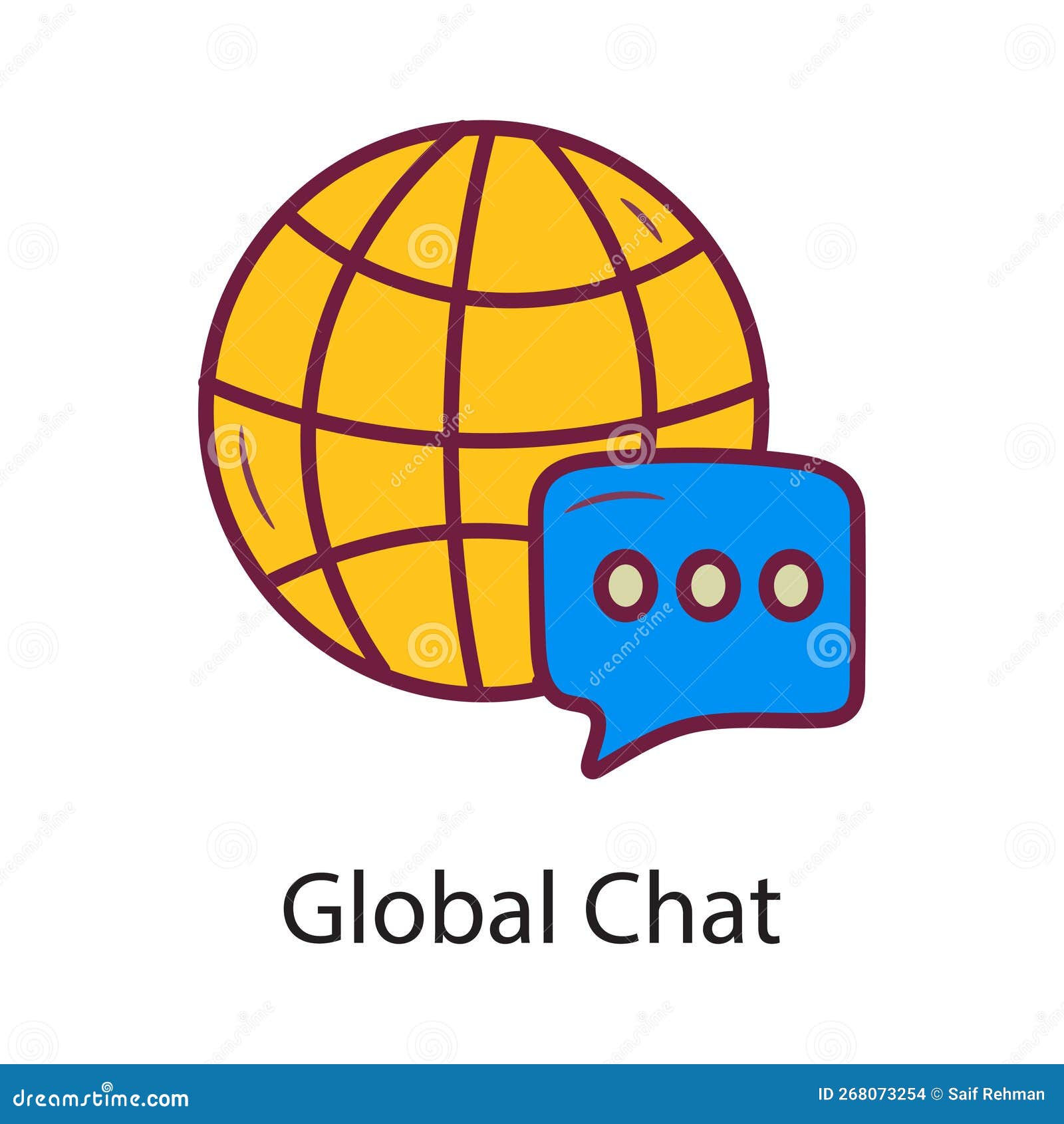 Global Chat Fill Outline Icon Design Illustration. Data Symbol on White ...