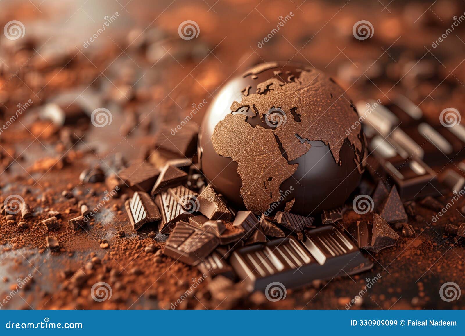 Global Chocolate Celebration Concept with Three-Dimensional Earth Map ...