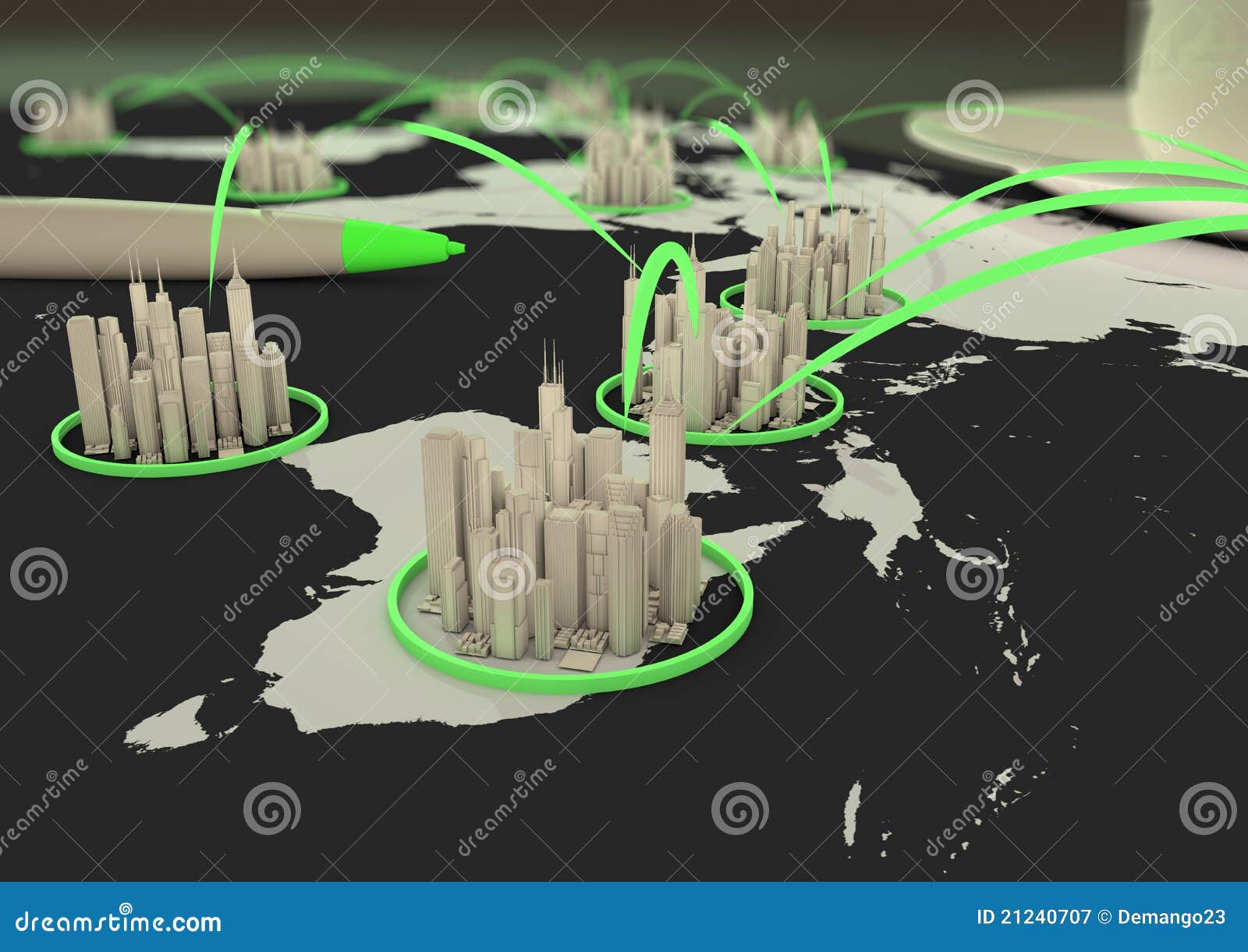 Global city network stock illustration. Illustration of communication ...