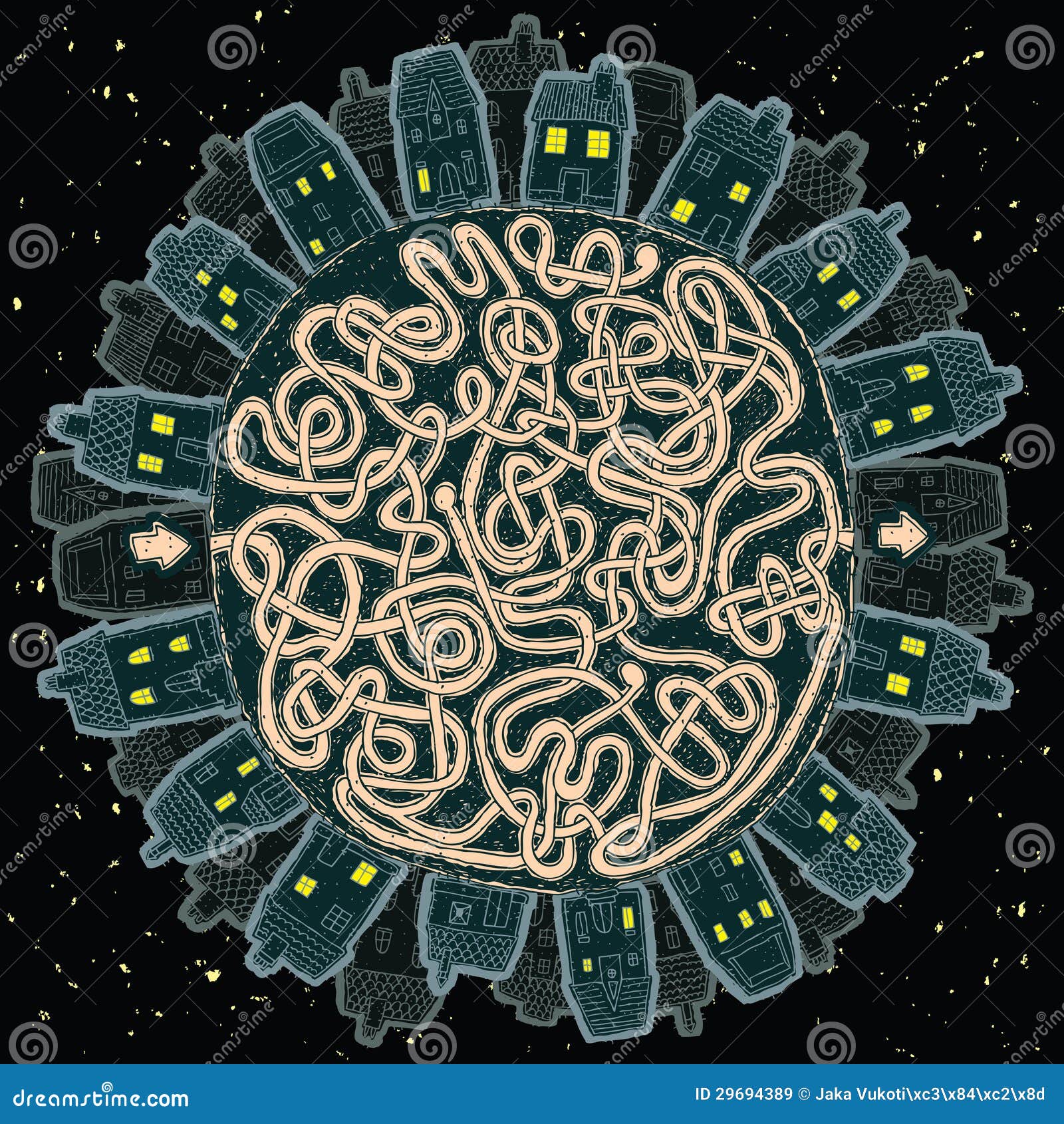 Global City at Night Maze Game Stock Vector - Illustration of ...