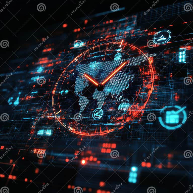 Global Clock stock illustration. Illustration of screen - 332104844