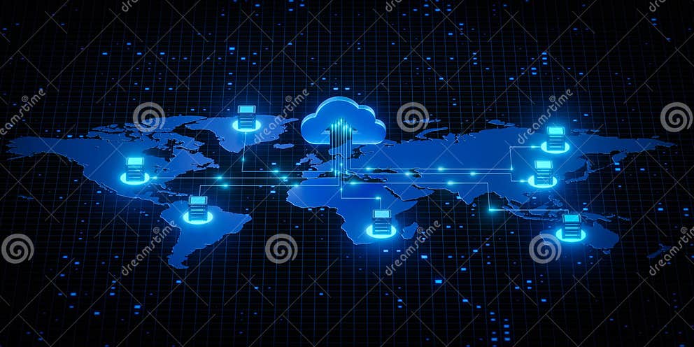 Global Cloud Network and Data Centers Stock Image - Image of ...