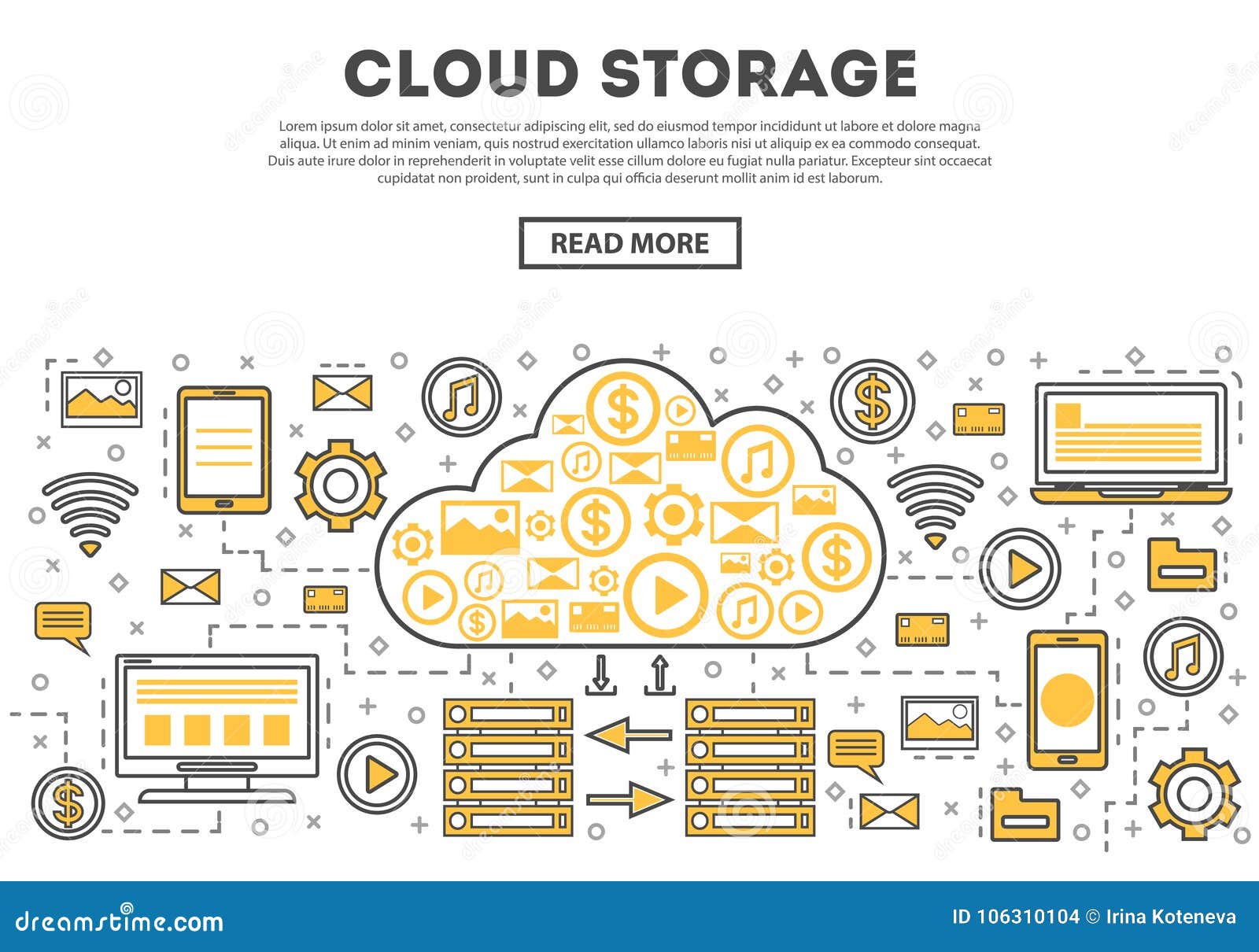 Global Cloud Storage Linear Style Infographics Stock Vector ...