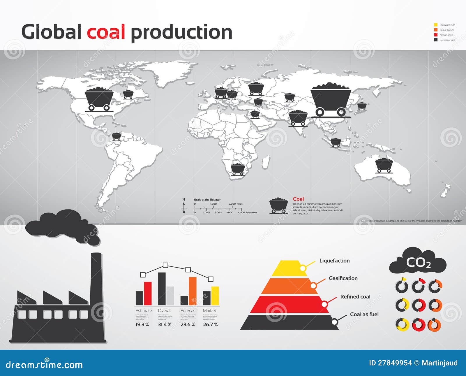 Global Coal Energy Production Charts Stock Illustration - Illustration ...