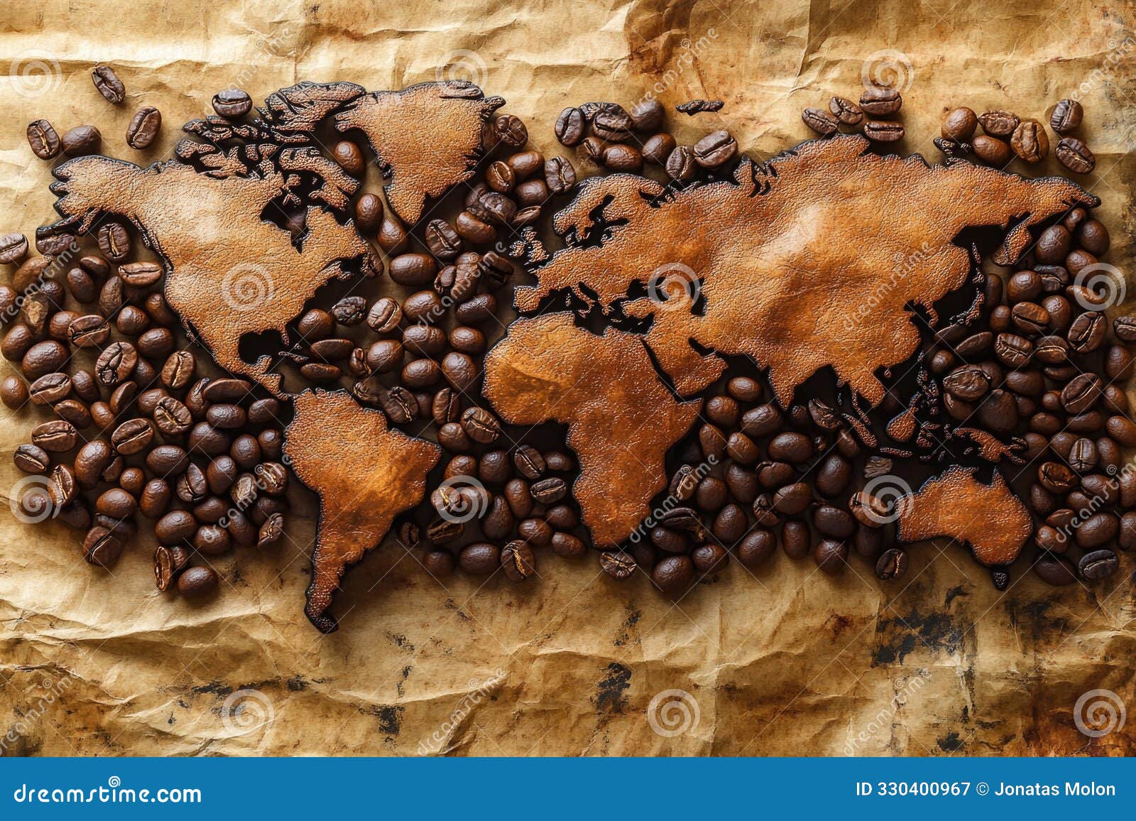 Global Coffee Trade Visualized: Artistic World Map Made of Coffee Stock ...