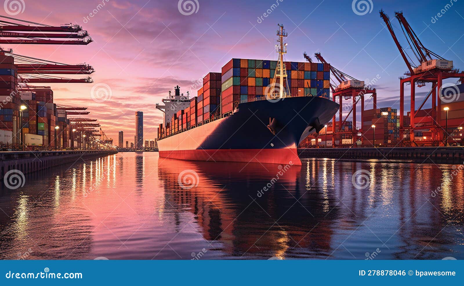 Global Commerce, the Movement of Containers on a Cargo Ship at a ...