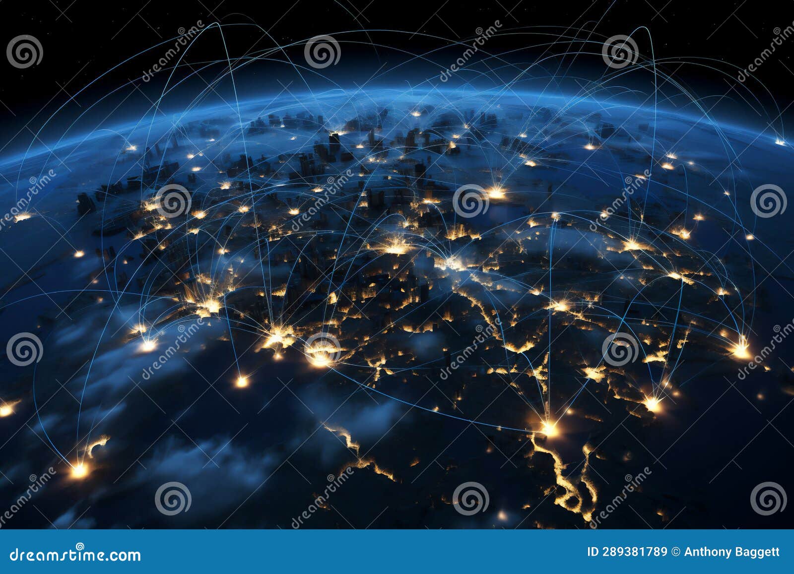 Global Communication Big Data Being Transmitted Across the World while ...