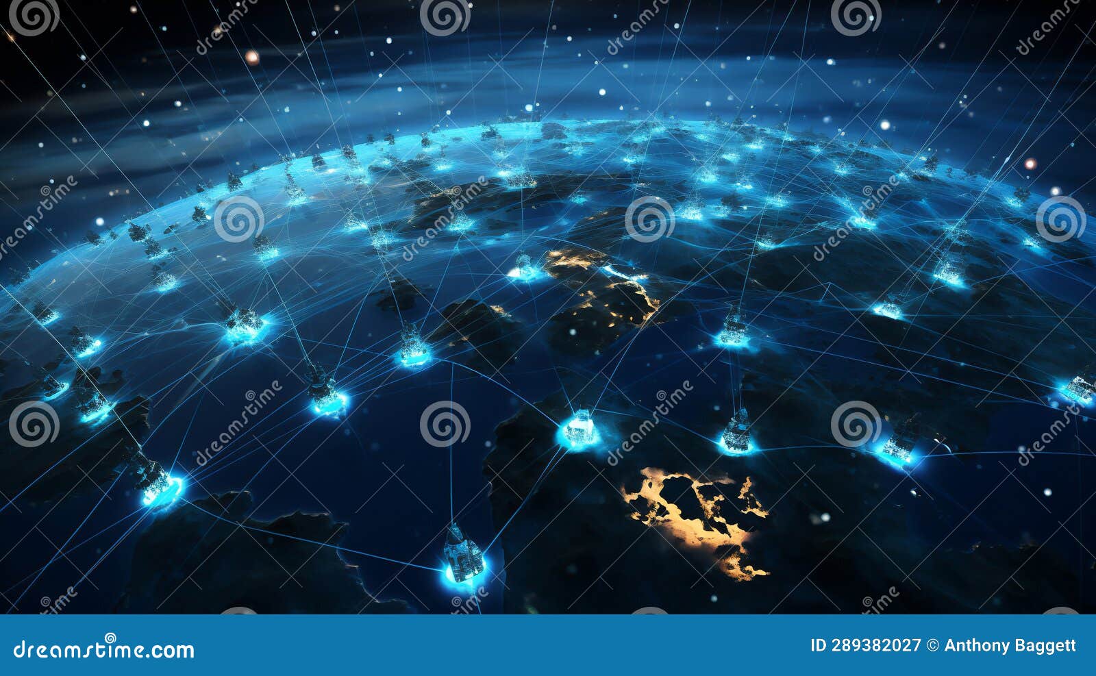 Global Communication Big Data Being Transmitted Across the World while ...