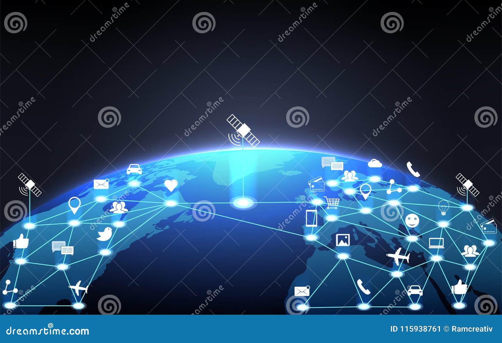Global Communication Cloud Network Around Planet Earth. Concept Stock ...