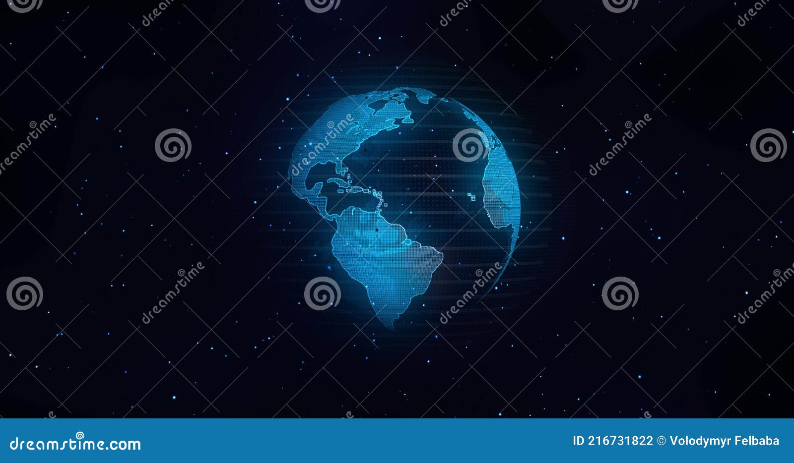 Global Communication Concept, the Earth Rotating with Node the Blue ...