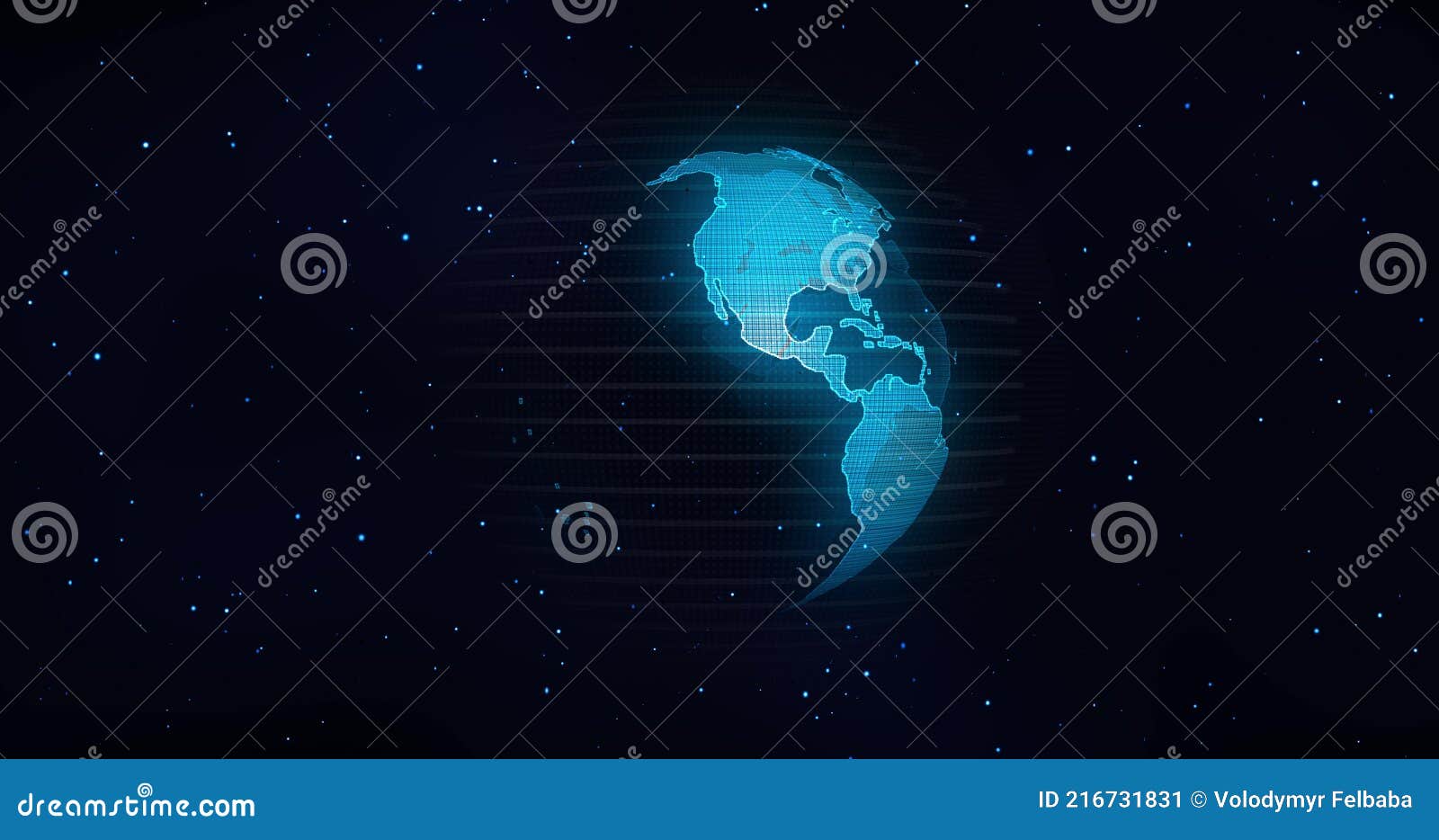 Global Communication Concept, the Earth Rotating with Node the Blue ...