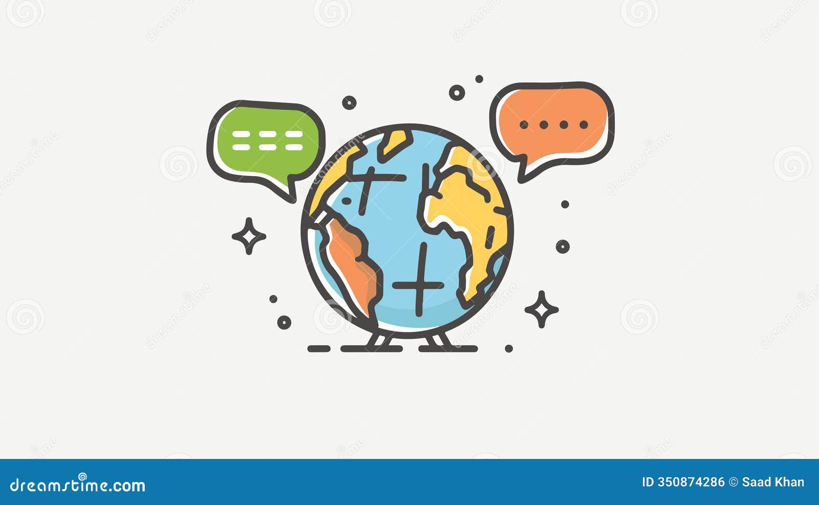 Global Communication Concept with Speech Bubble Outline Icon in Vector ... Global Communication Concept with Speech Bubble Outline Icon in Vector ...