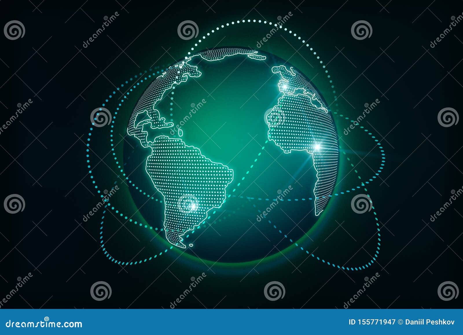 Global Communication Concept with World Map and Glowing Lines Around ...