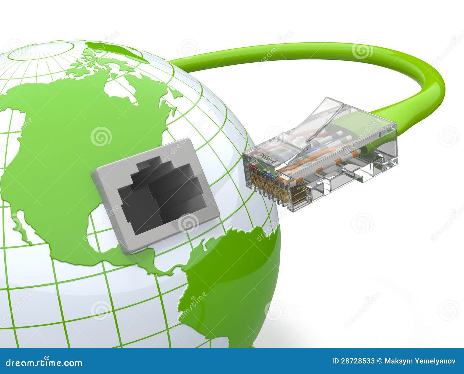 Global Communication. Earth and Cable, Rj45 Stock Illustration ...