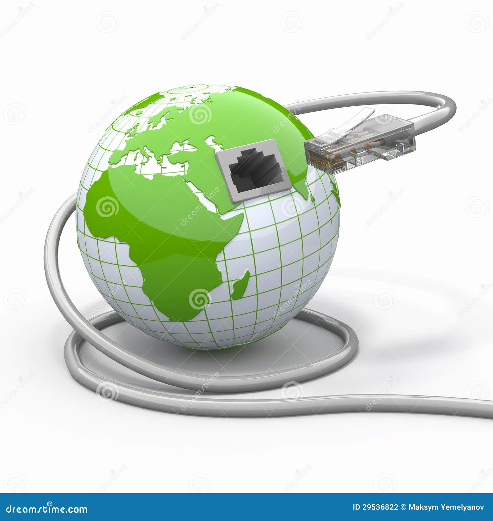 Global Communication. Earth and Cable, Rj45 Stock Illustration ...