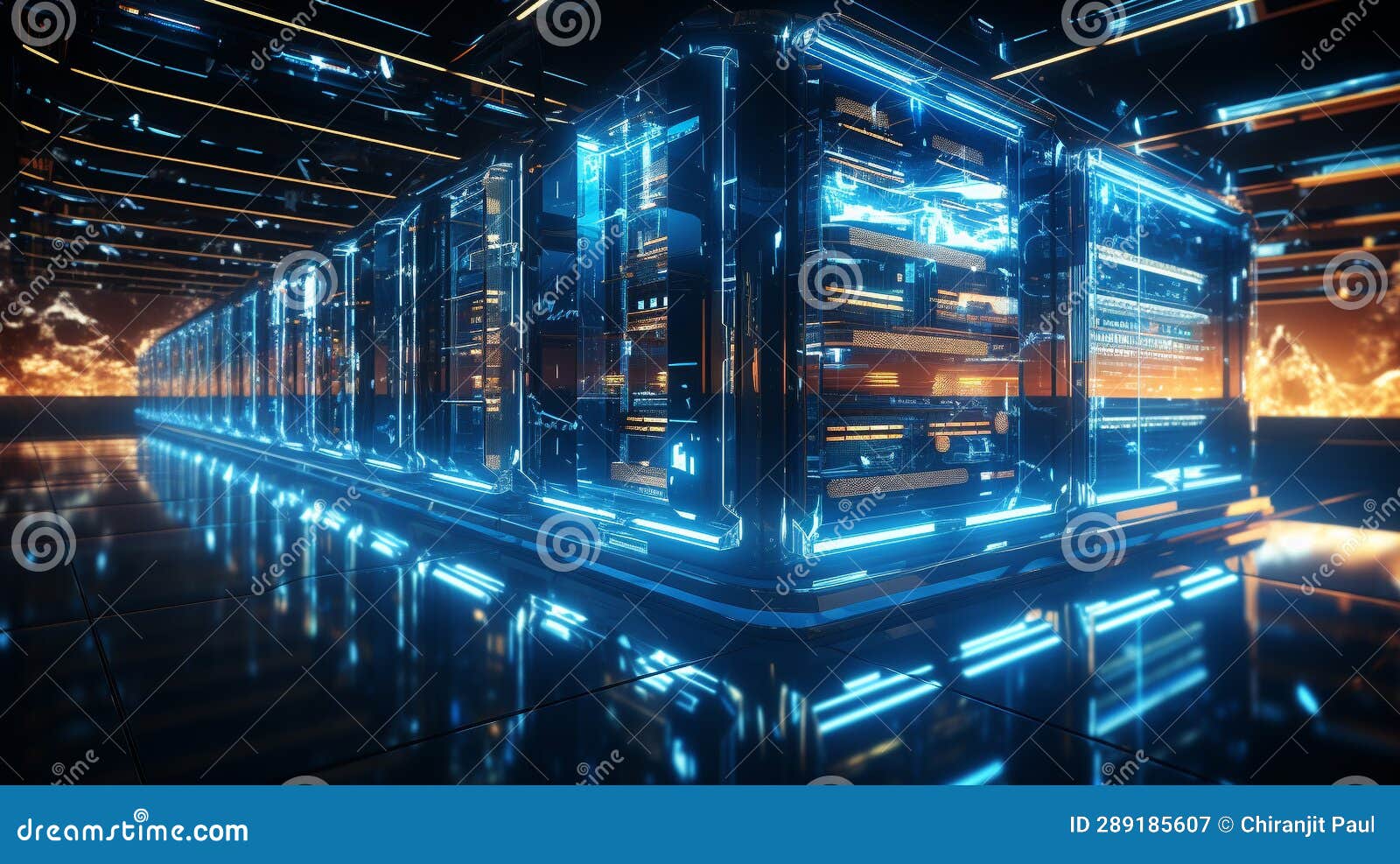 Global Communication Equipment in Futuristic Server Room Stock Image ...